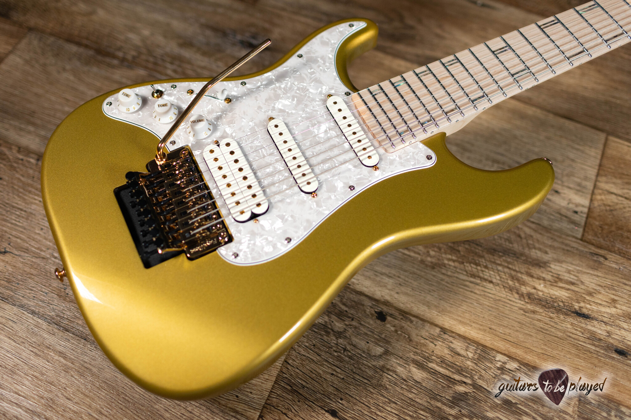 ESP LTD JRV-8 Javier Reyes Left-Handed 8-String Guitar – Metallic Gold ...