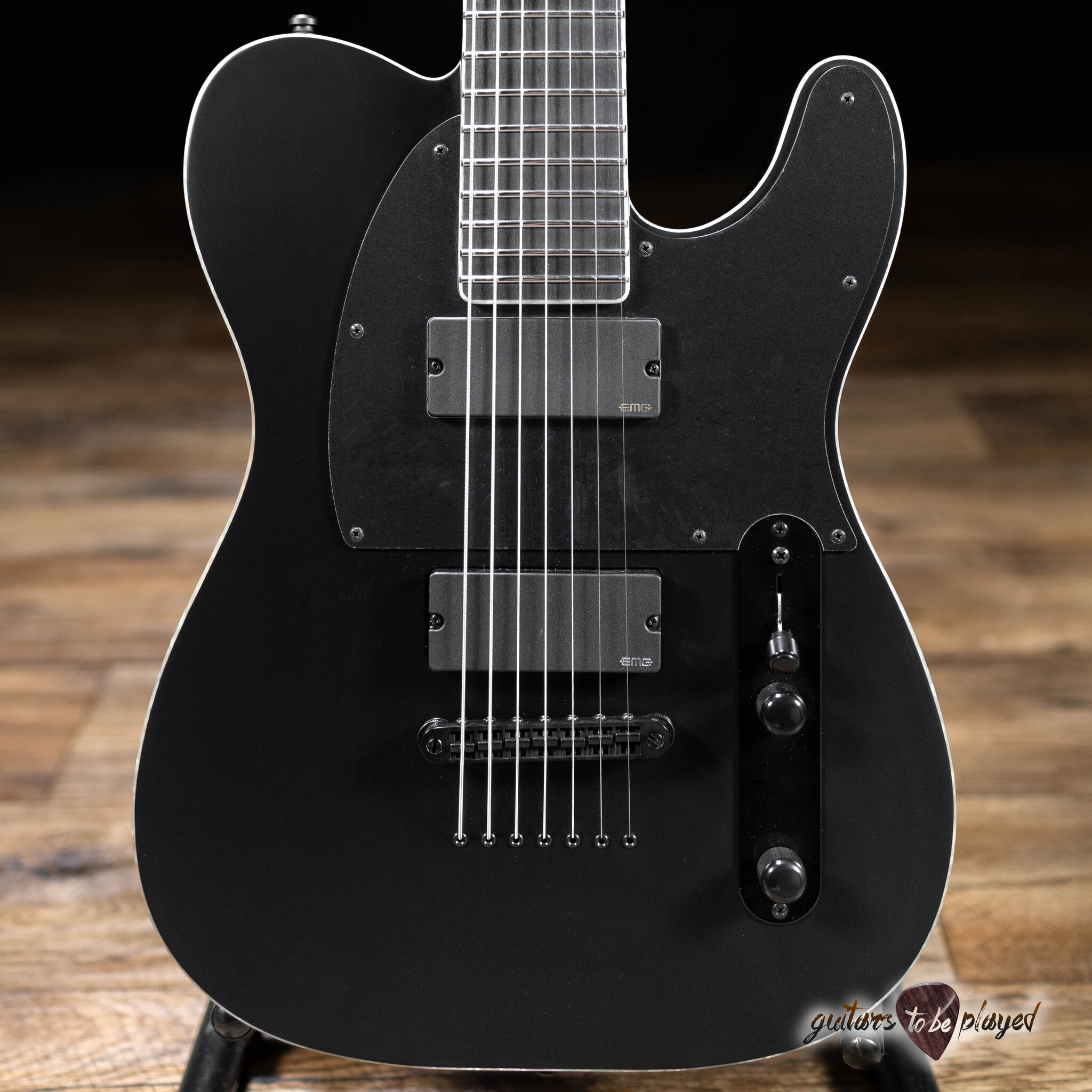 ESP E-II T-B7 Baritone 7-String EMG Guitar w/ Case – Black Satin ...