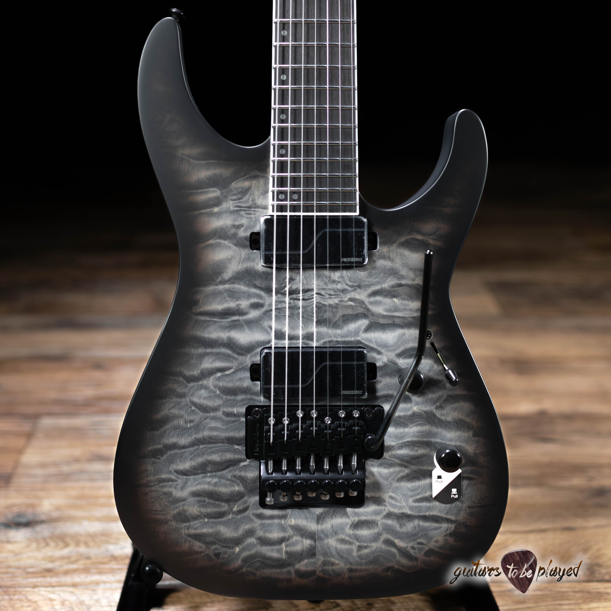 ESP LTD M-1007 QM Baritone 7-String Floyd Rose – Charcoal Burst Satin ...