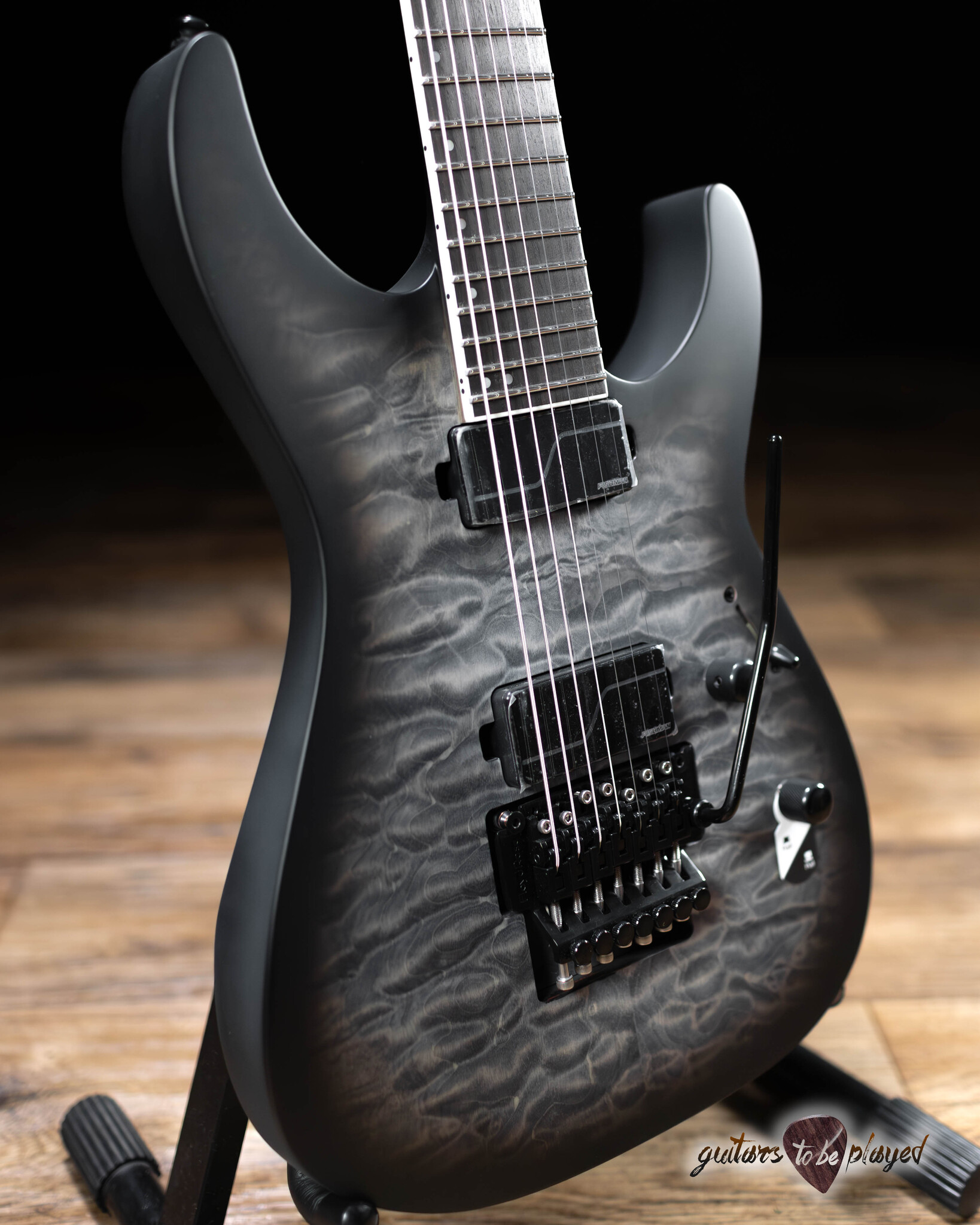 ESP LTD M-1007 QM Baritone 7-String Floyd Rose – Charcoal Burst Satin ...