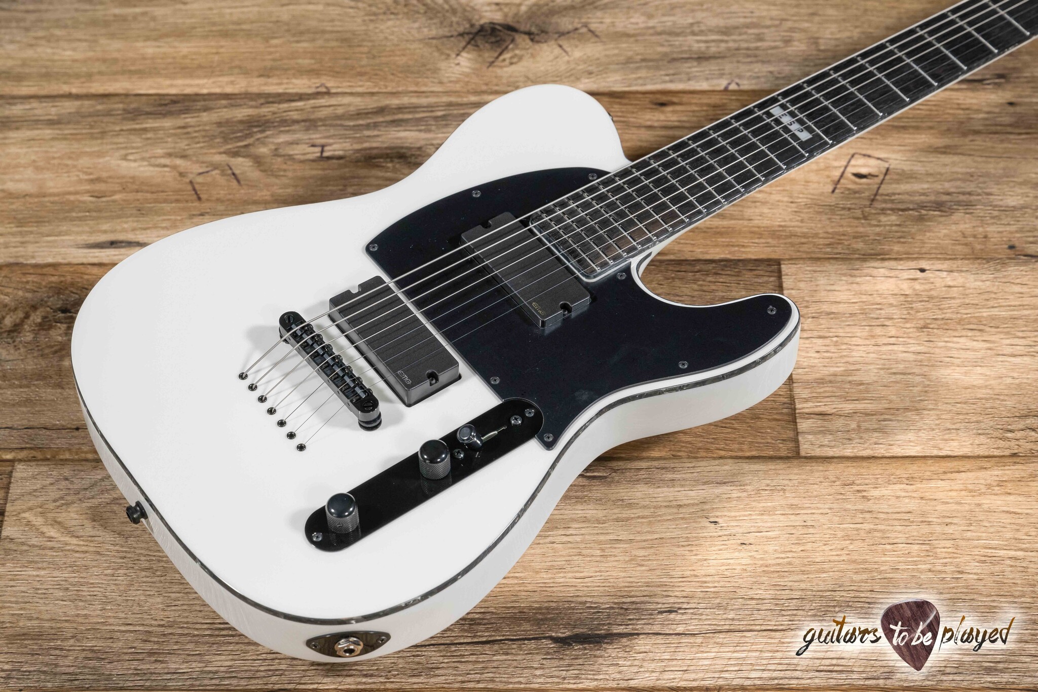 ESP E-II TB-7 Baritone 7-String Fishman Guitar w/ Case – Snow White ...