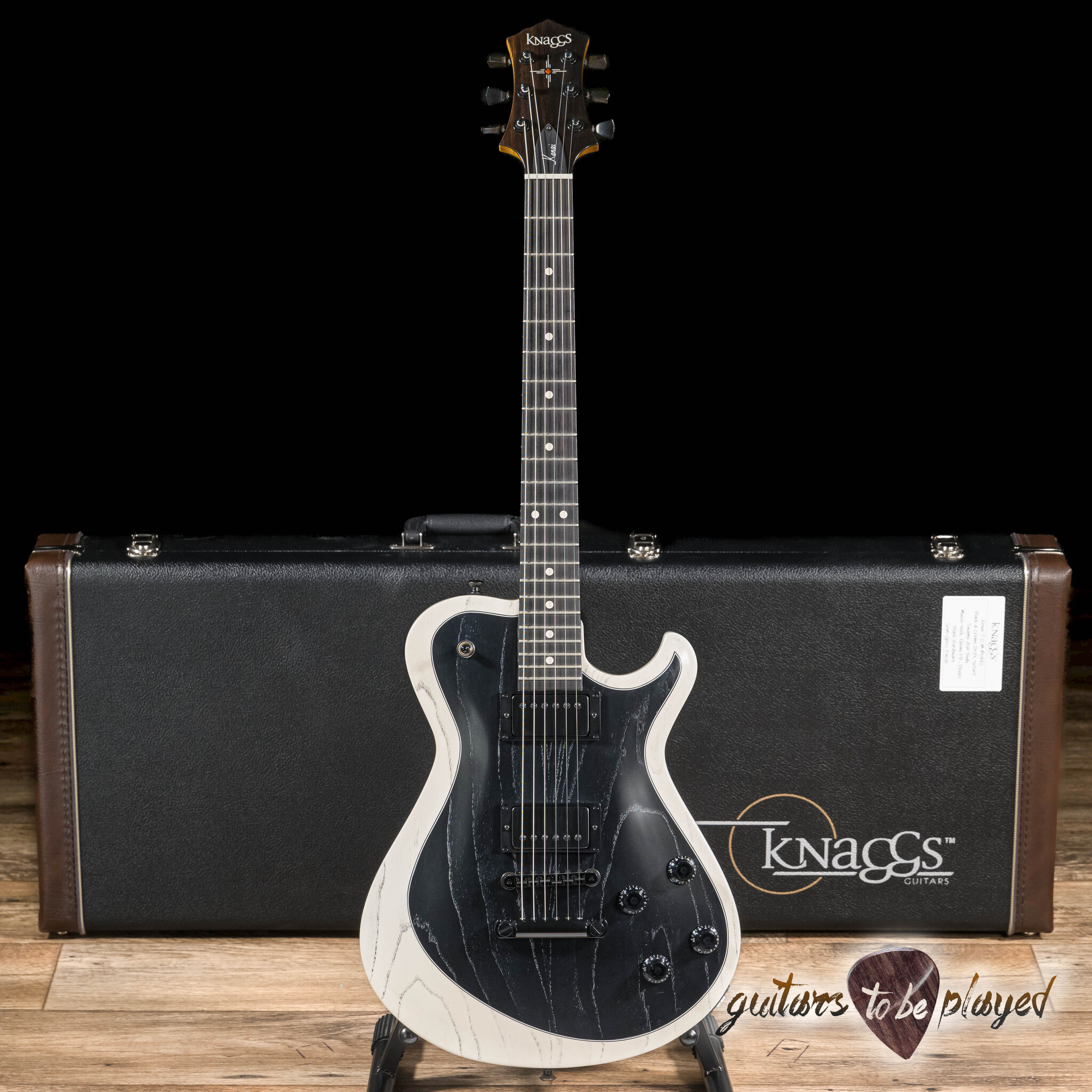 Knaggs Kenai Swamp Ash Center Purf TOM Guitar – Black/Crème Drift ...