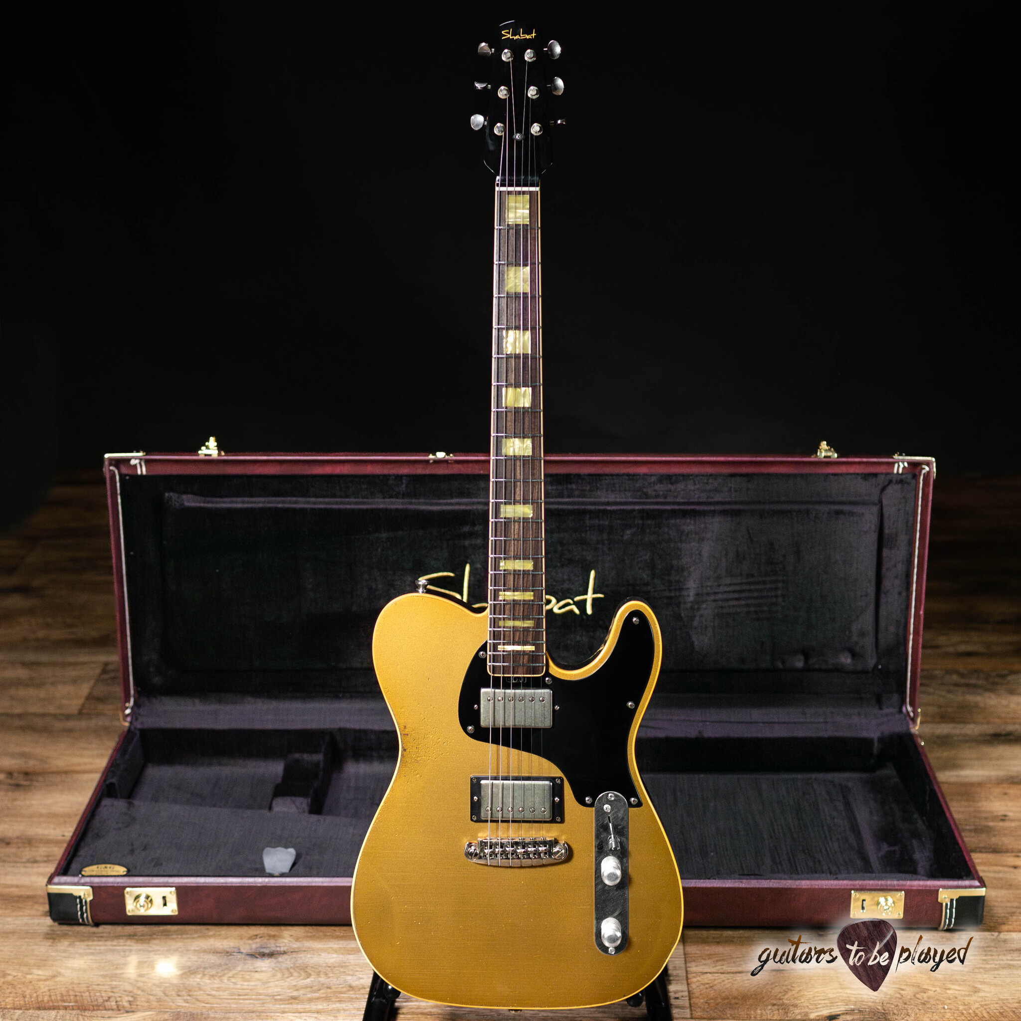 Shabat Lion JD Mahogany 24.75" Scale Guitar w/ Case – Gold Top - Guitars To Be Played