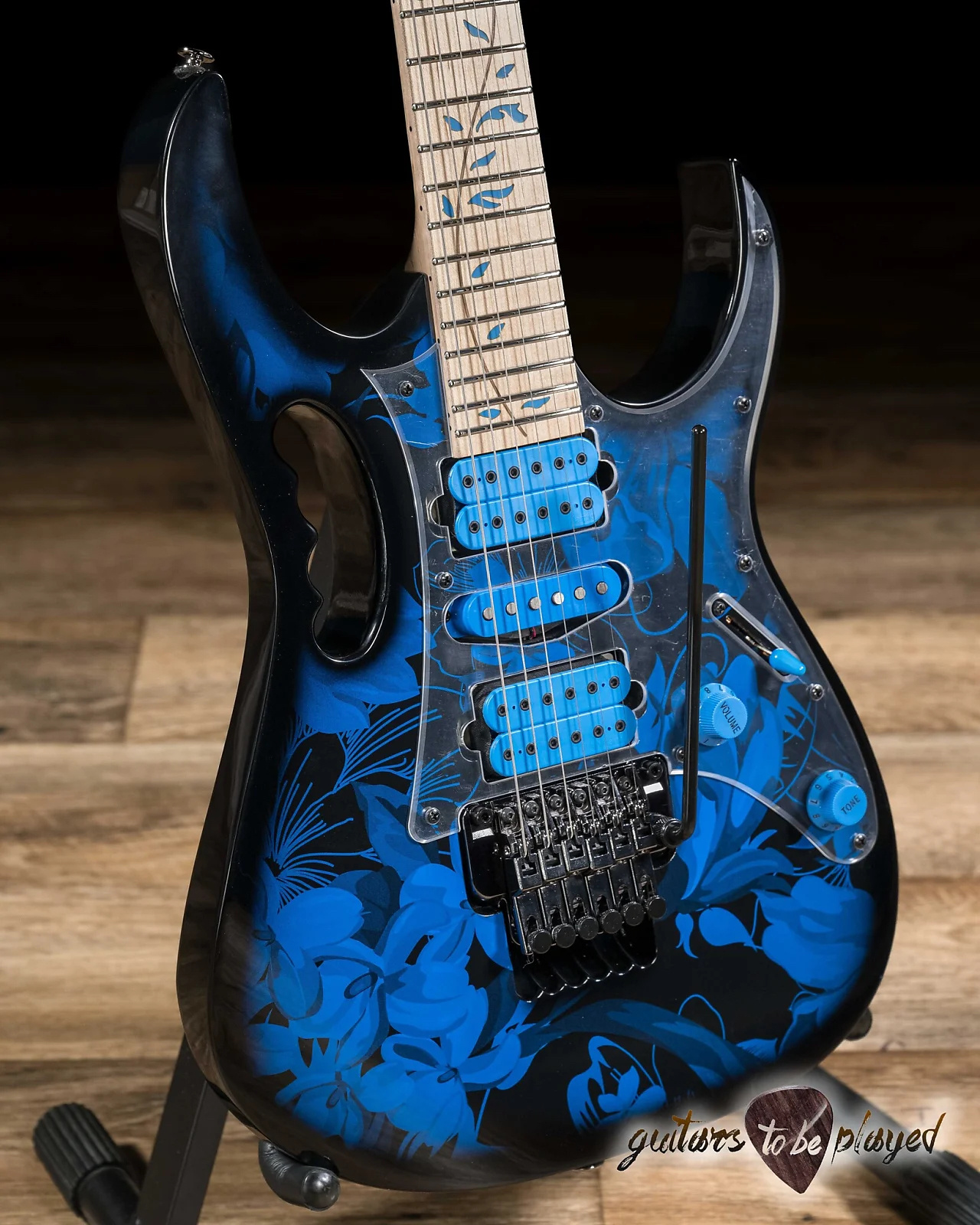 Ibanez JEM77 Steve Vai Signature Guitar – Blue Floral Pattern - Guitars ...