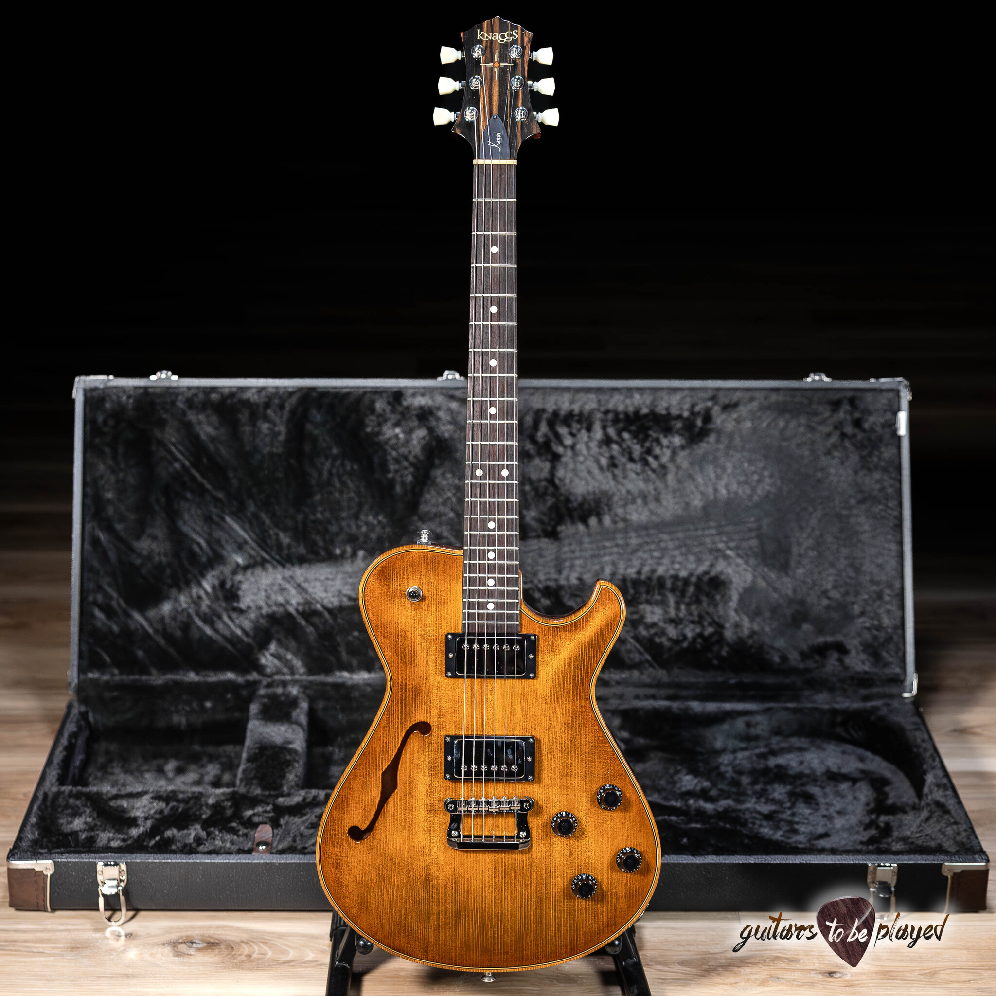 Knaggs Kenai Hollowbody Spruce Top Guitar – Old Violin Honey Burst ...