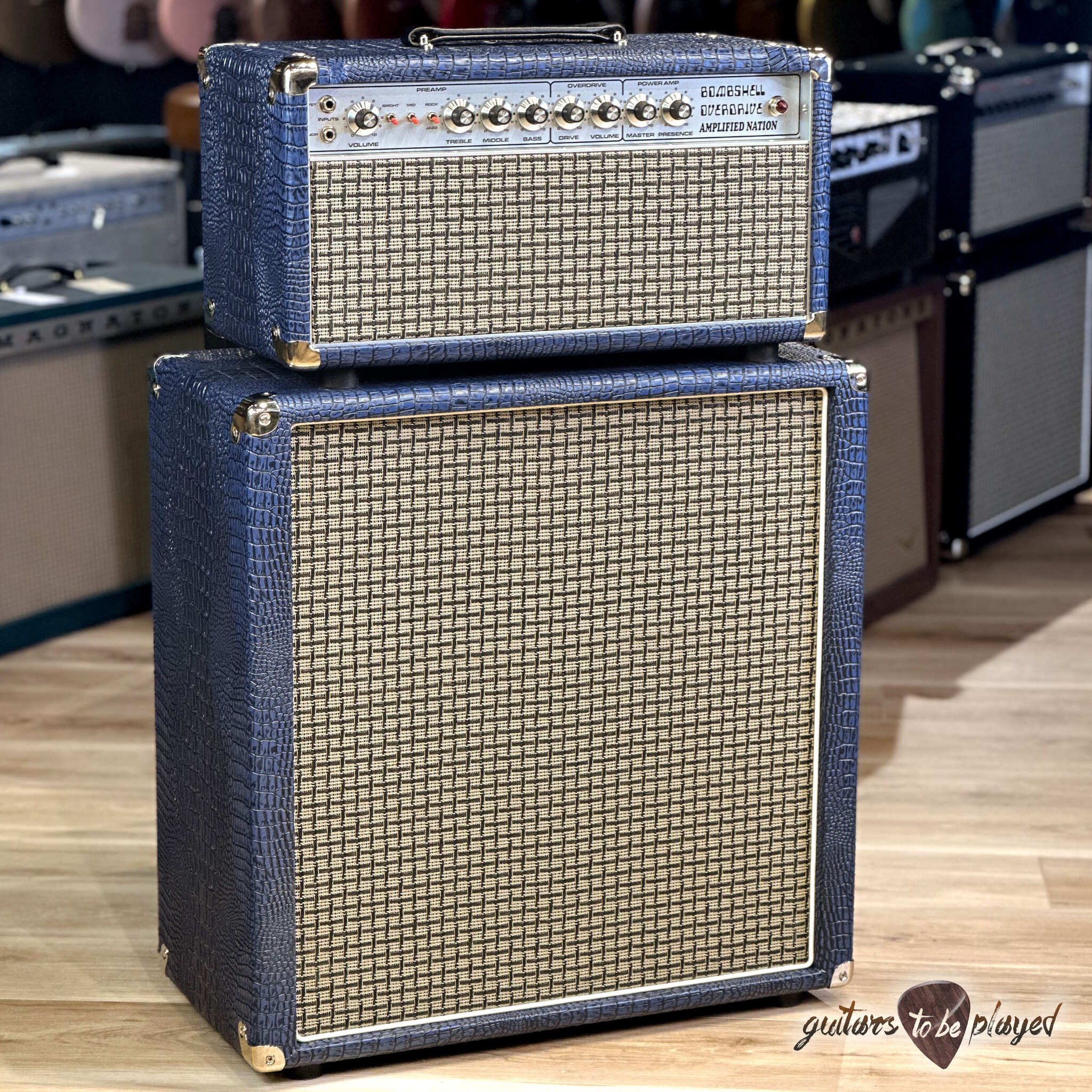 Amplified Nation Bombshell Overdrive 50W Head & 212 Cab – Blue Croc ...