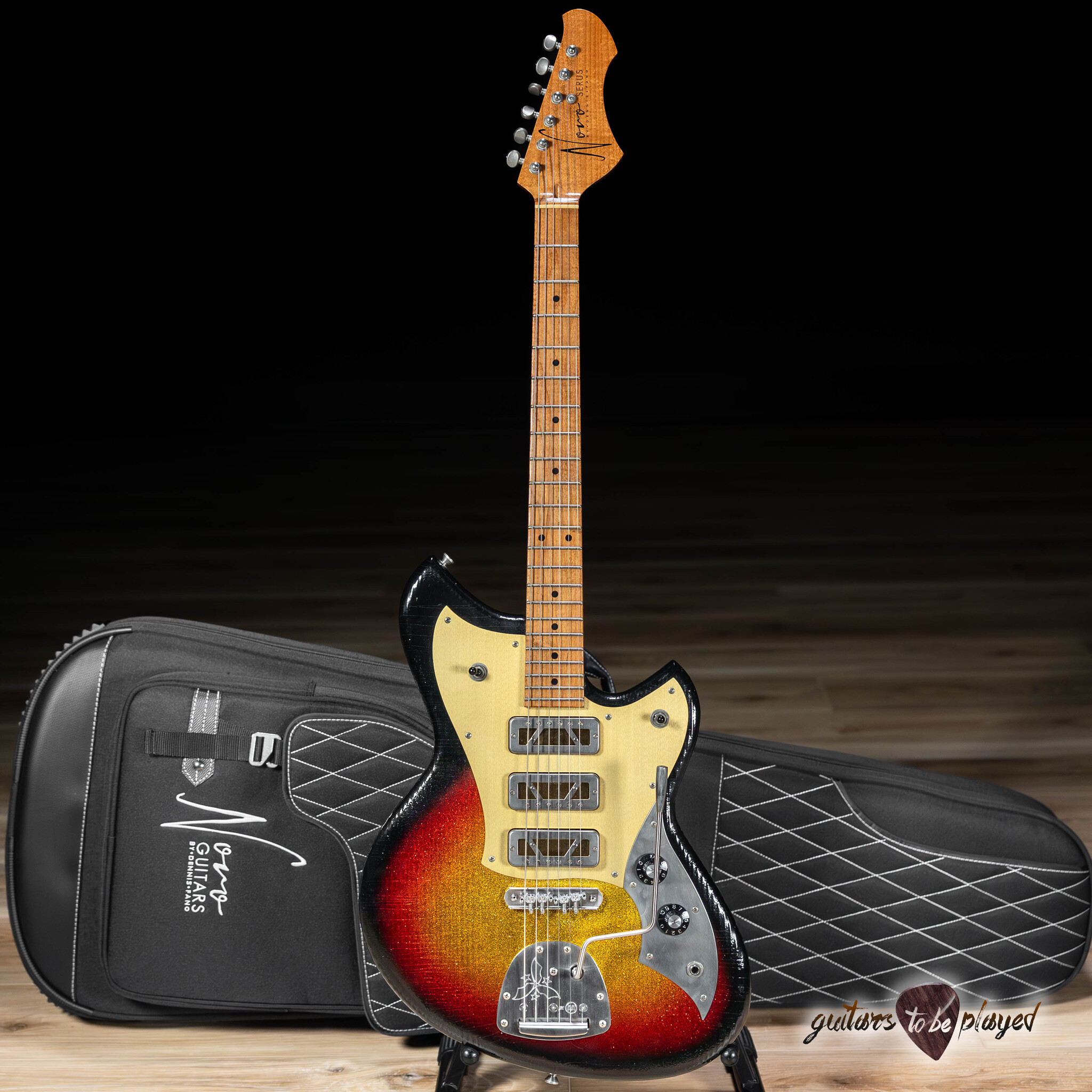 Novo Custom Serus J Maple Neck w/ 3x Gold Foils – 3-Tone Burst Sparkle ...