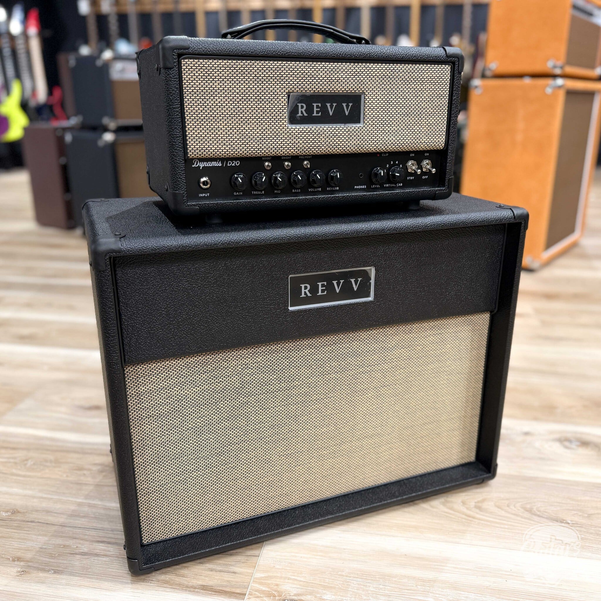 Revv D20 MK2 20/4W 6V6 Tube Amp Head w/ 1x12 Cab & Speaker Cable–Black ...