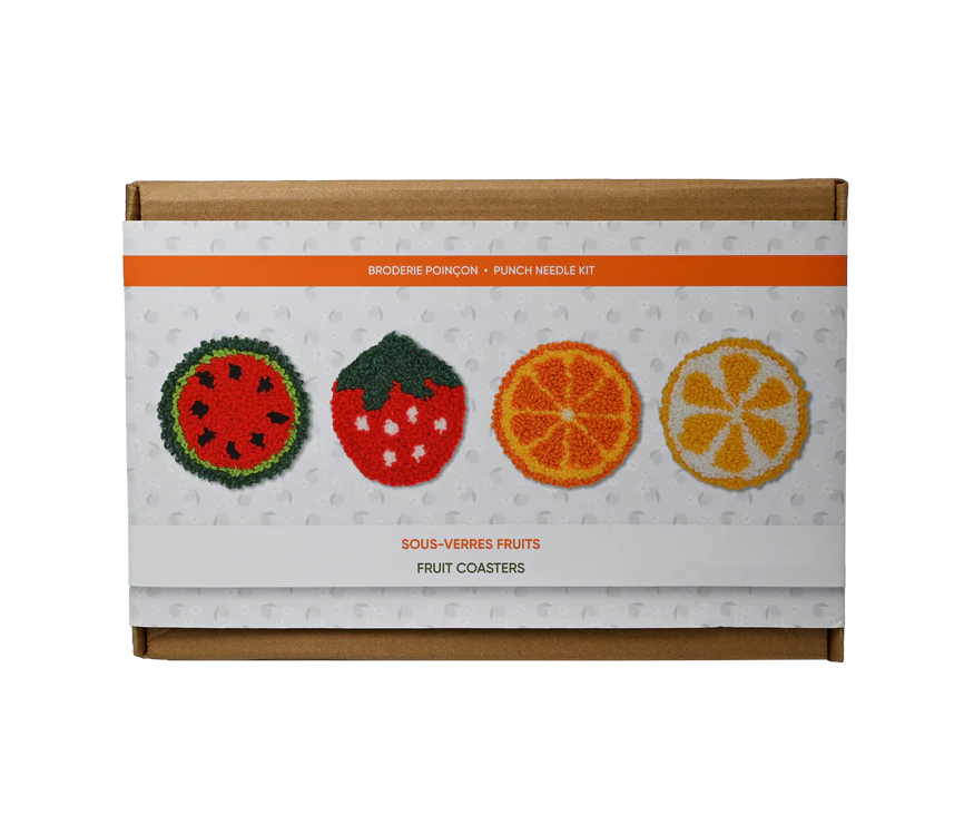 Ensemble de broderie poincon - Sous verres fruits - L'armoire à Jeux Inc.