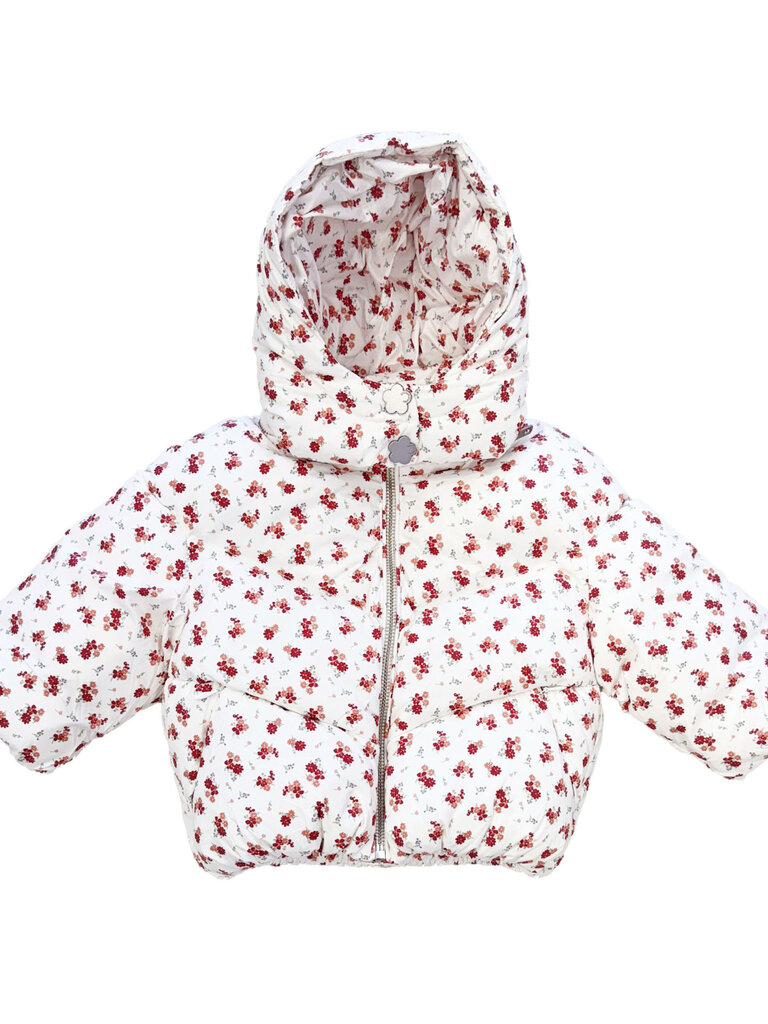 Pamplemousse Ditzy Red Floral Puffer Jacket - Pumpkin and Bean