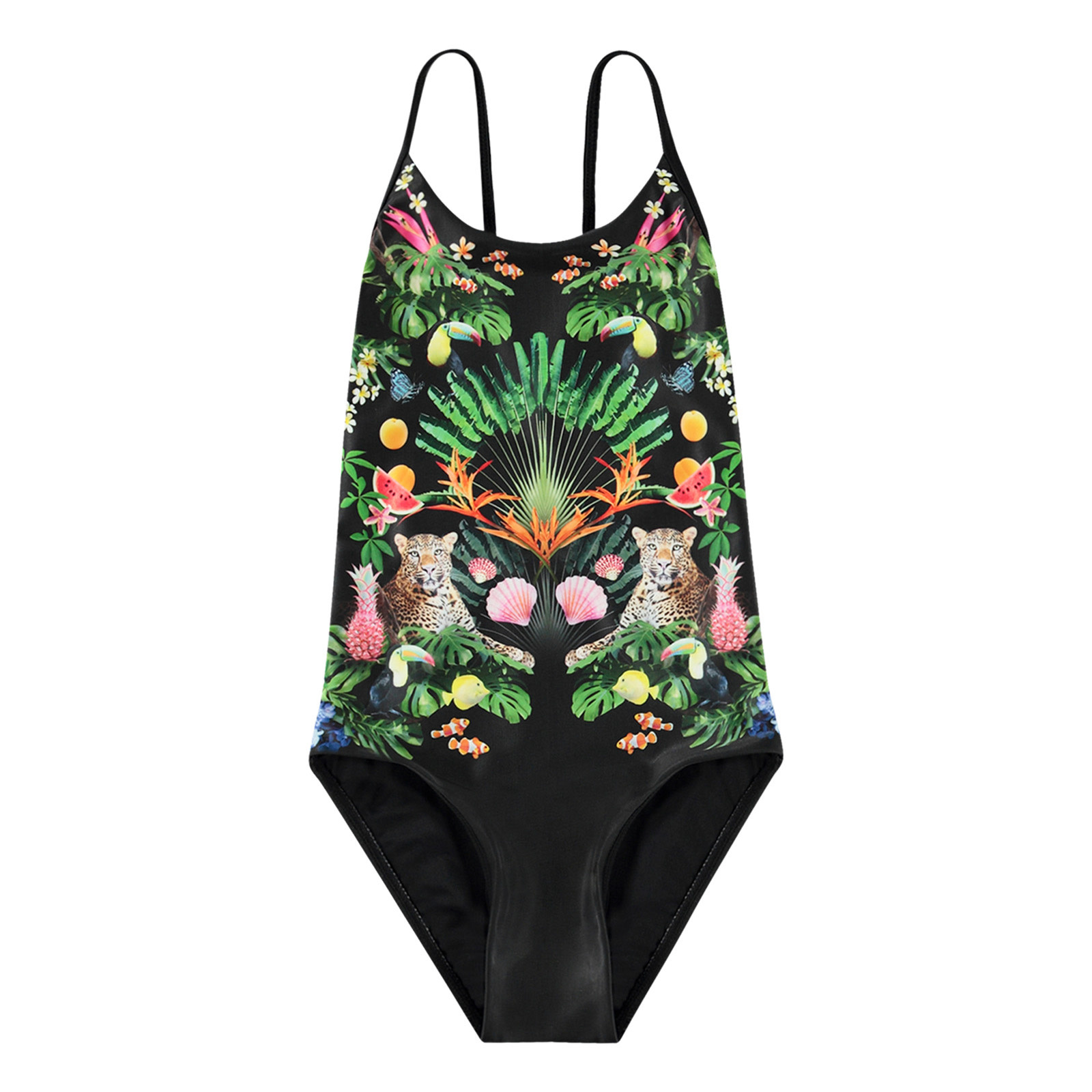 Molo Girls Nanna Swimsuit - Magic World Print - Pumpkin and Bean