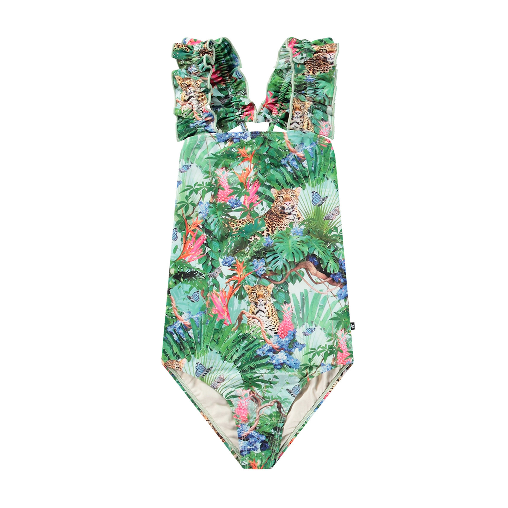 Molo Girls Nitika Swimsuit - Green Tropical Print - Pumpkin and Bean Molo Girls Nitika Swimsuit - Green Tropical Print - Pumpkin and Bean