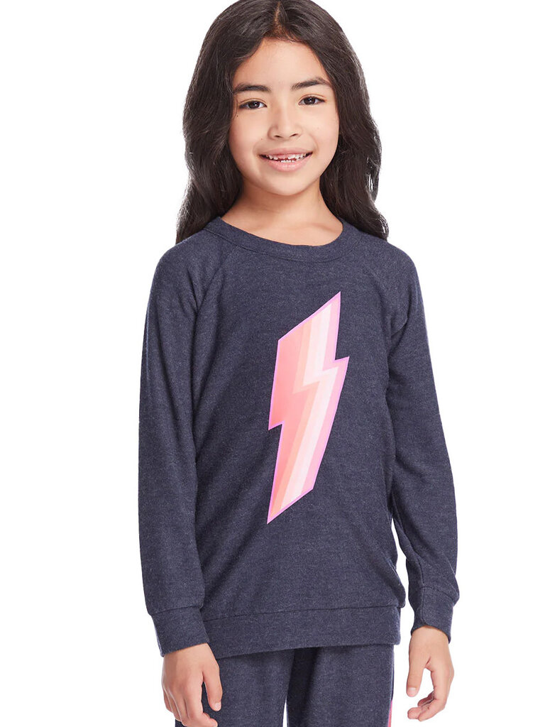 Chaser Kids Girls Multi Bolt Pullover - Pumpkin and Bean