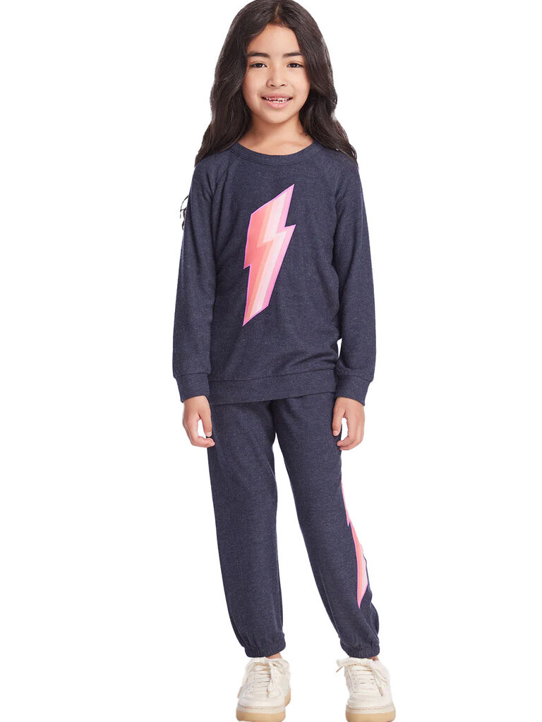 Chaser Kids Girls Multi Bolt Pullover - Pumpkin and Bean