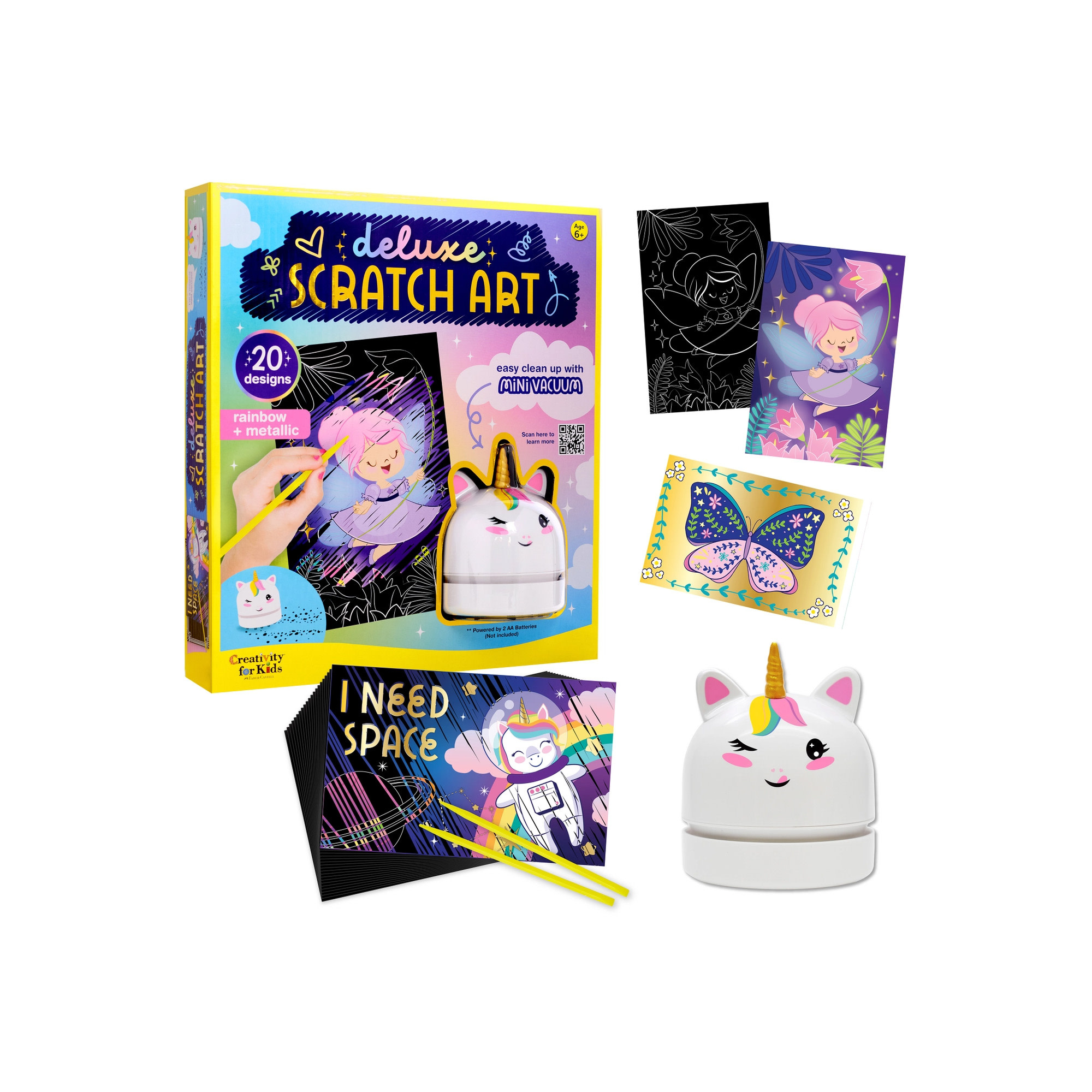 Faber Castell Deluxe Scratch Art Kit with Mini Vacuum - Pumpkin and Bean