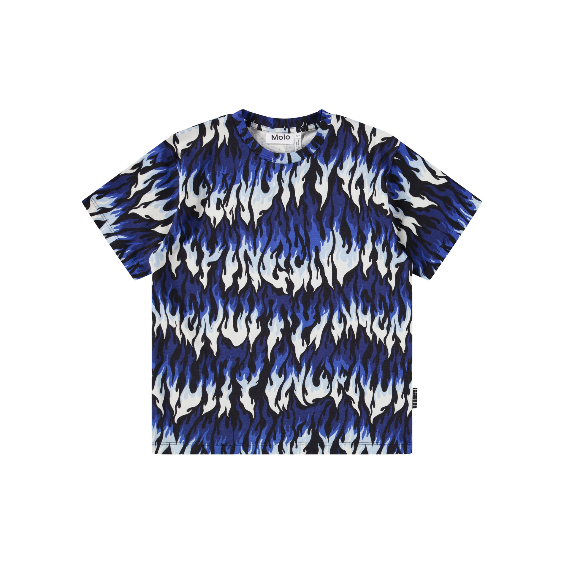 Molo Boys Blue Fames Riley T-Shirt - Pumpkin and Bean