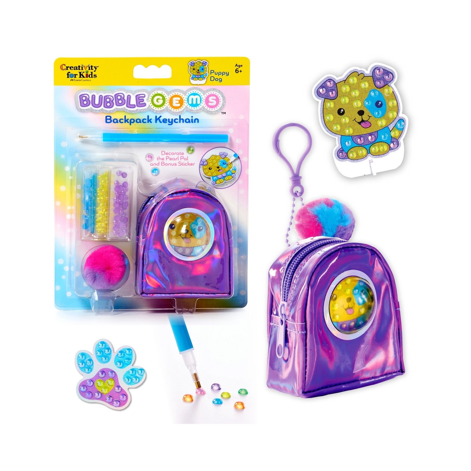 Faber Castell Bubble Gems Keychain Puppy - Pumpkin and Bean
