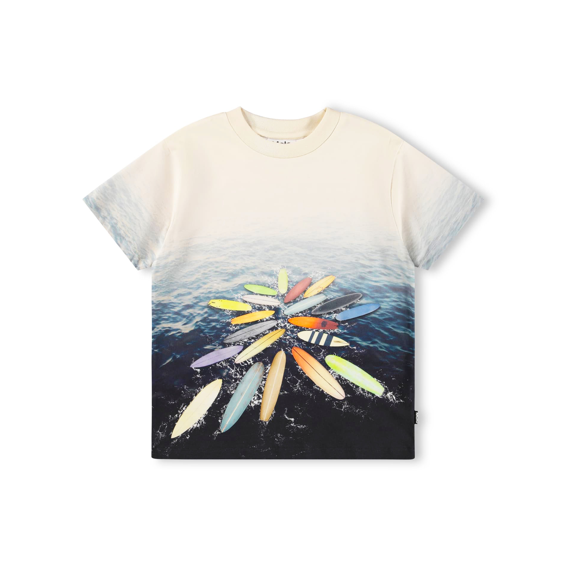 Molo Boys Floating Surfboards Print Riley T-Shirt - Pumpkin and Bean