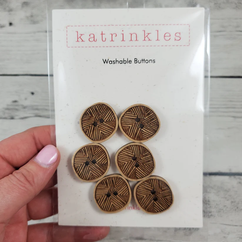 Line Buttons | 5/8" - Card of 6 Buttons - Knit Knot & Natter