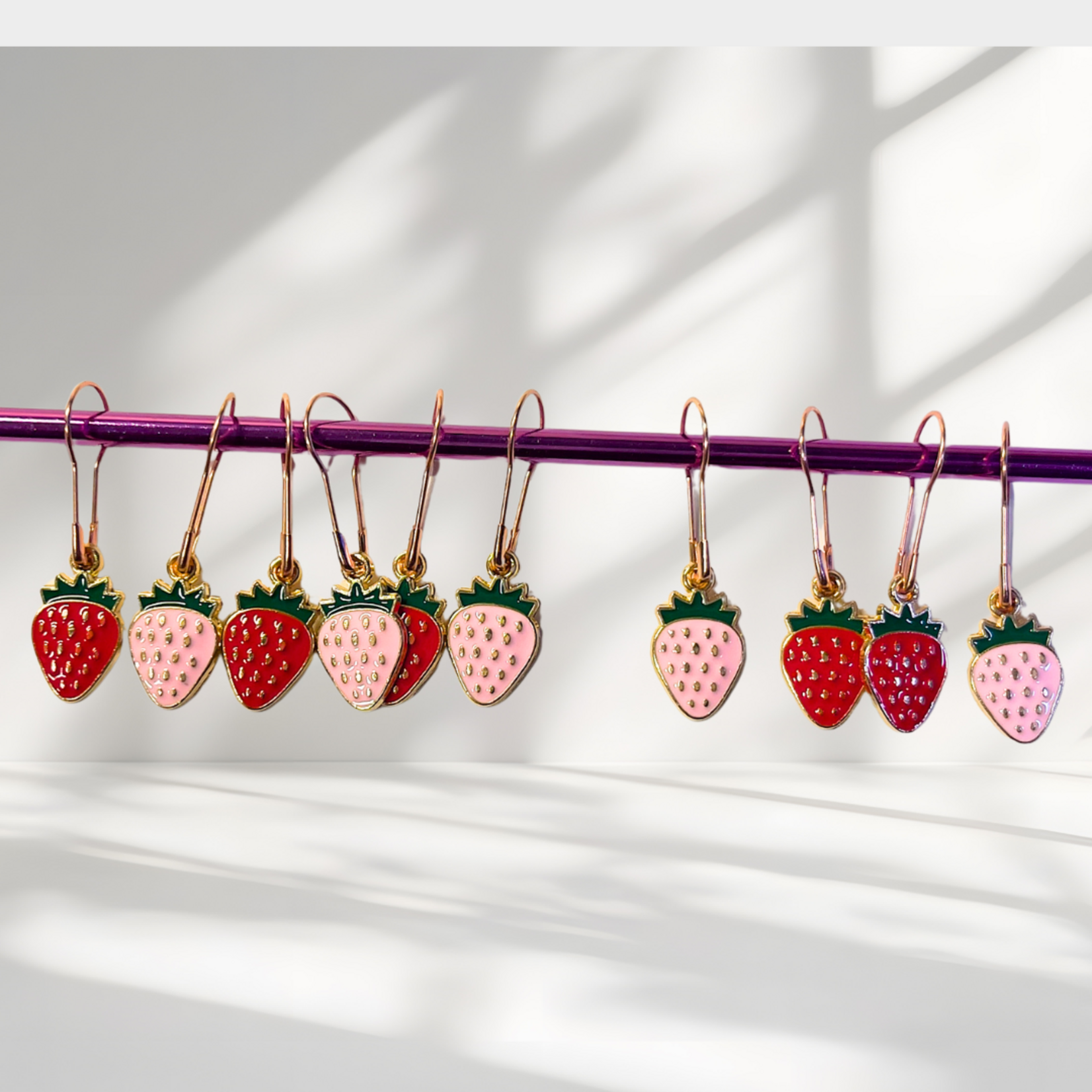 Strawberry Fields Stitch Markers, Set of 10 - Knit Knot & Natter