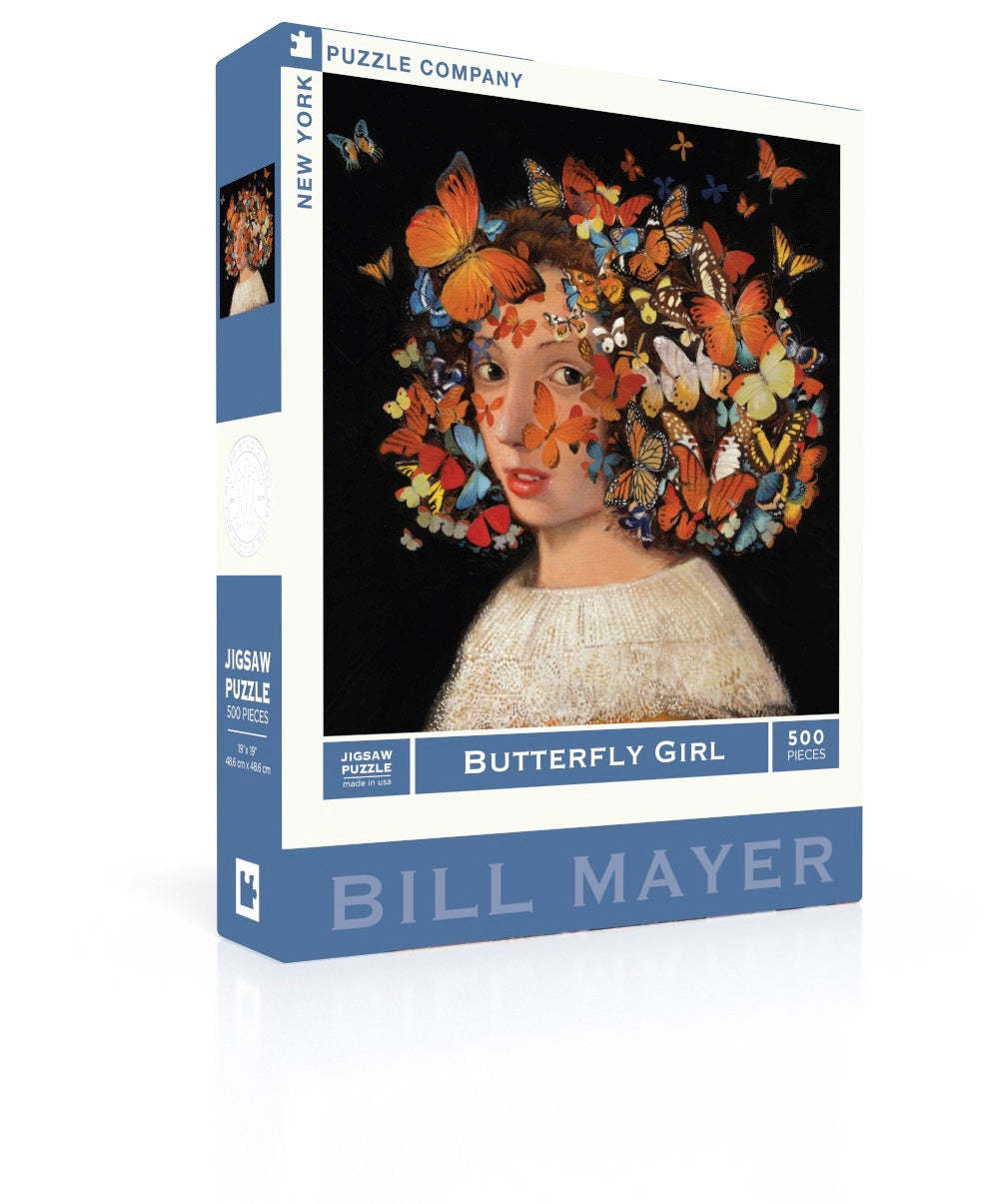 New York Puzzle Co Bill Mayer Studio - Butterfly Girl 500 Piece Jigsaw ...
