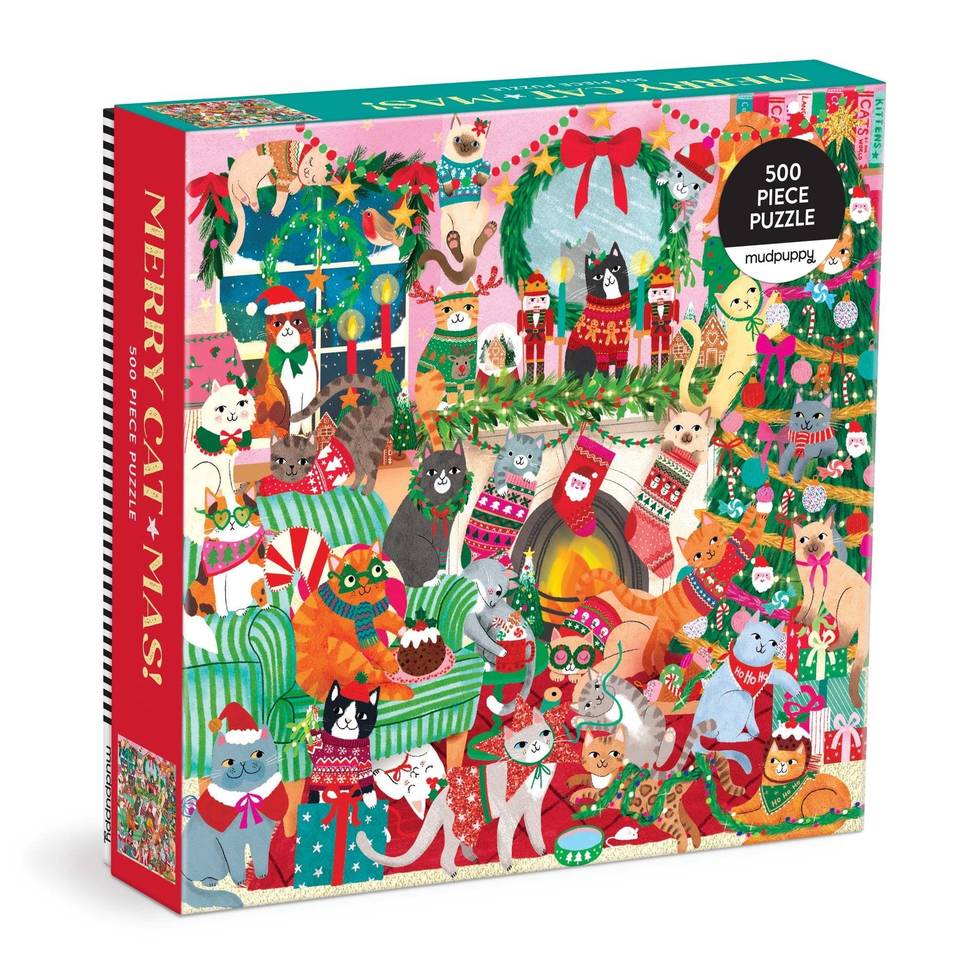 Mudpuppy Merry Catmas! 500 Piece Family Puzzle - Puddletown Games & Puzzles