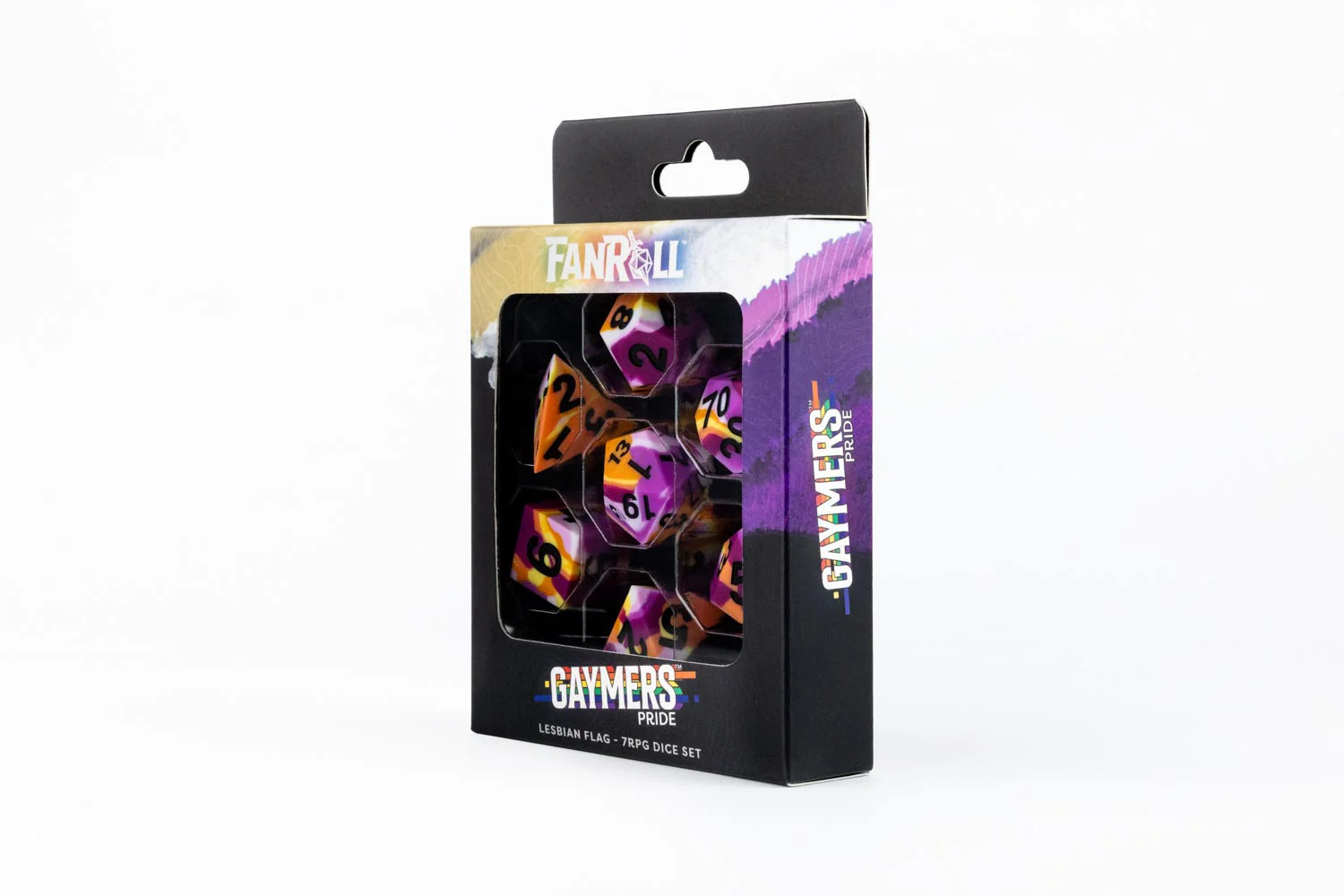 Sharp Edge Silicone Rubber Dice Set: Lesbian Pride - Greenfield Games