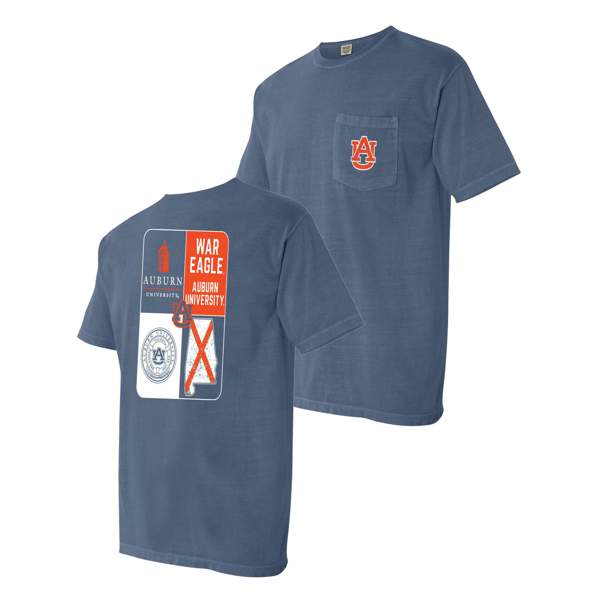 State Outline Quadrant T-Shirt Samford War Eagle Seal State Flag - J&M ...