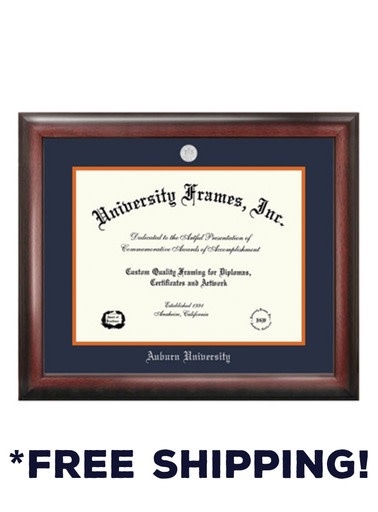 University Frame Diploma Frame E- Satin Mahogany Frame Silver Medallion ...