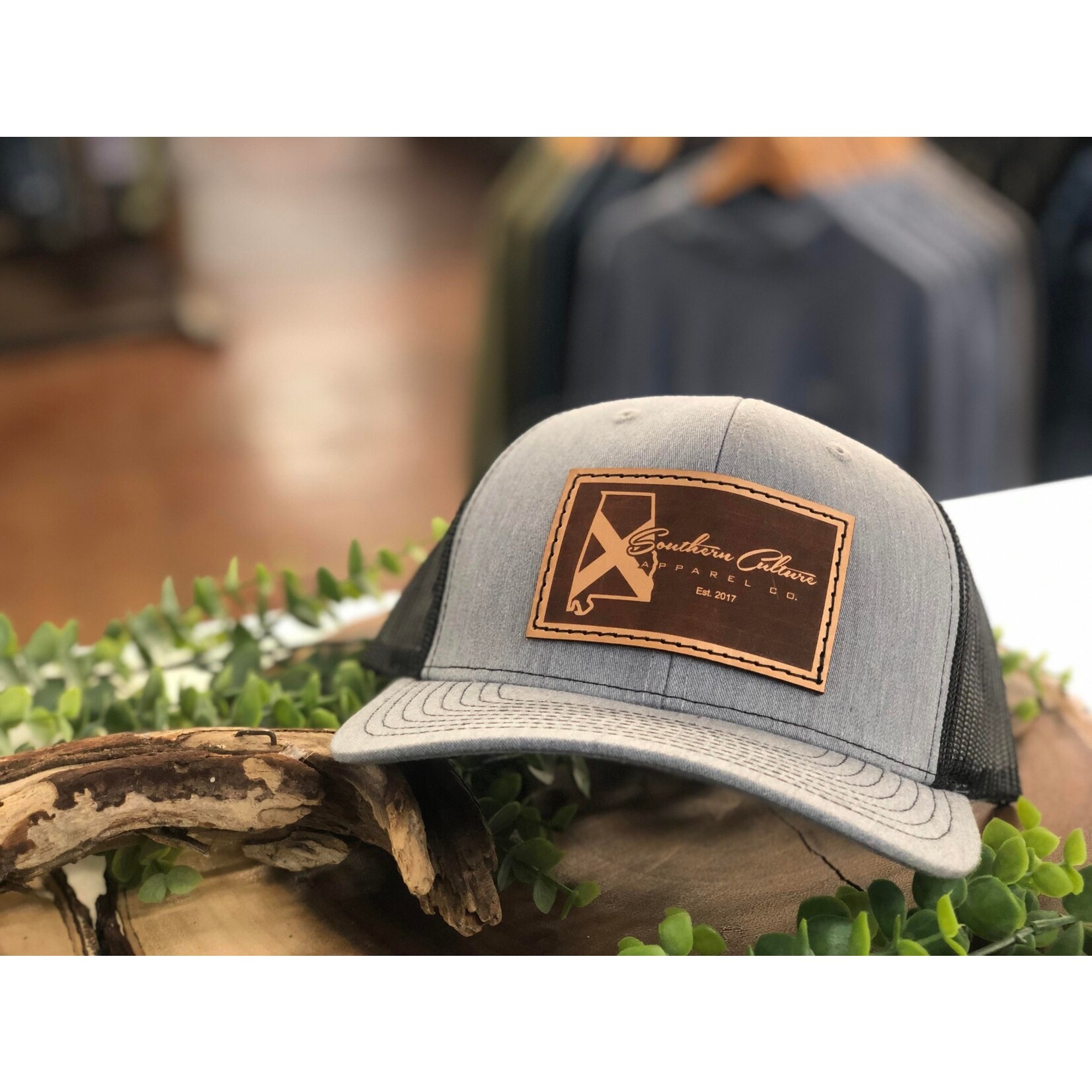 Southern Culture State Tradition Dark Leather Patch Snapback Hat - EZN Outfitters