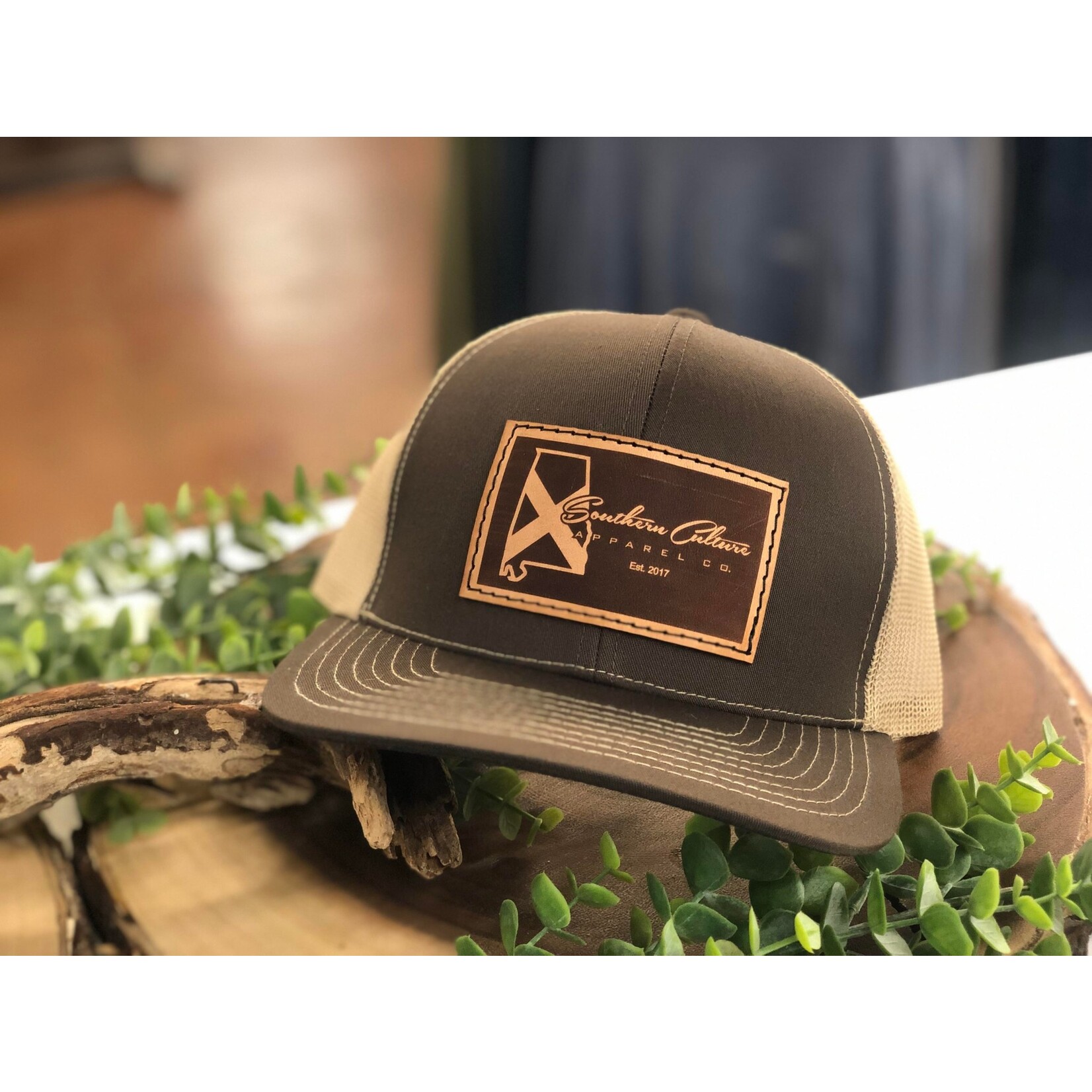 Southern Culture State Tradition Dark Leather Patch Snapback Hat - EZN Outfitters