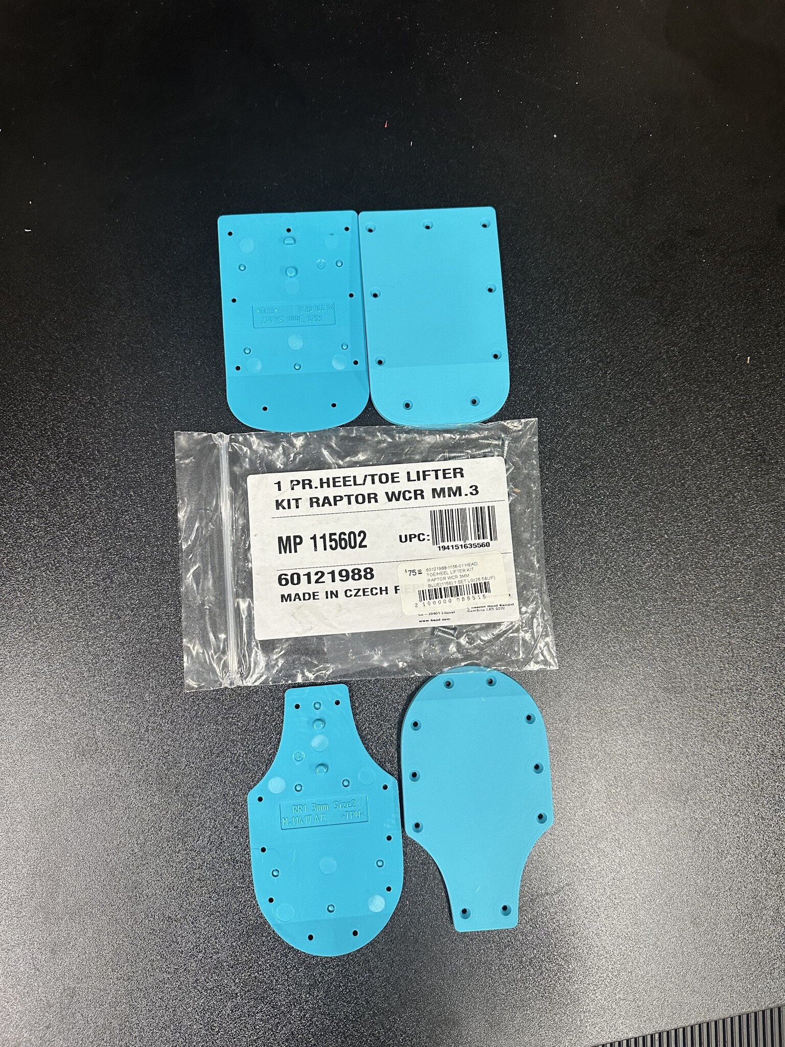 HEAD TOE/HEEL LIFTER KIT RAPTOR WCR 3MM BLUE(1156) 1 SET - Foothills ...