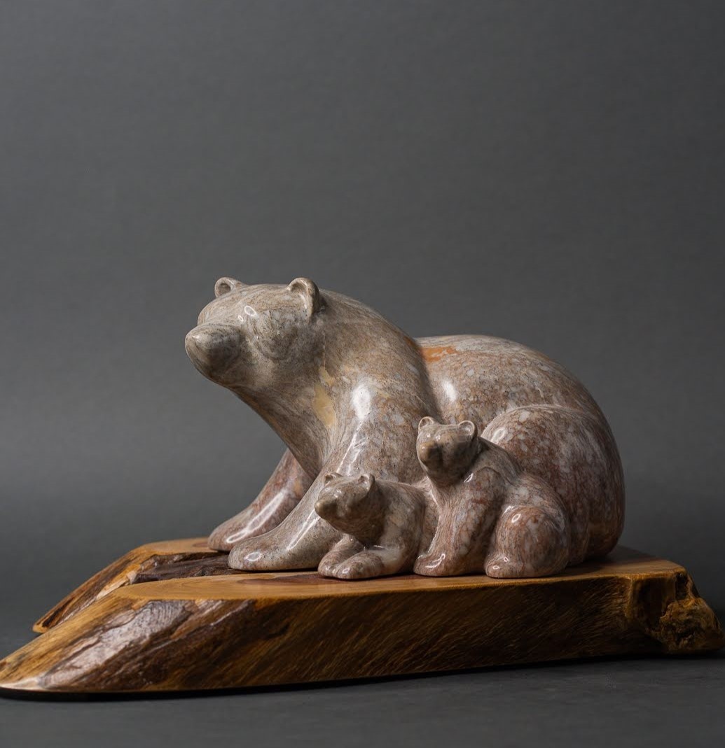 Mama Bear And Cubs 178 Fossil And Stone 9428