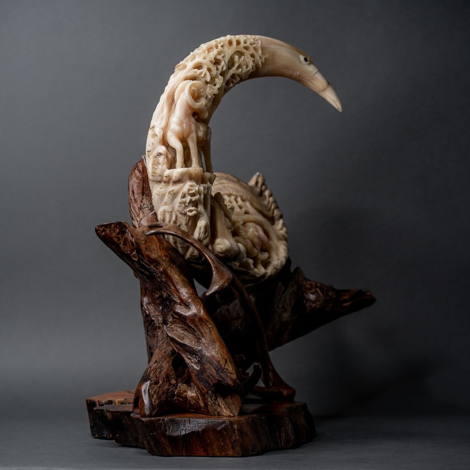 Alaska Dall Sheep & Raven #168 - Fossil & Stone