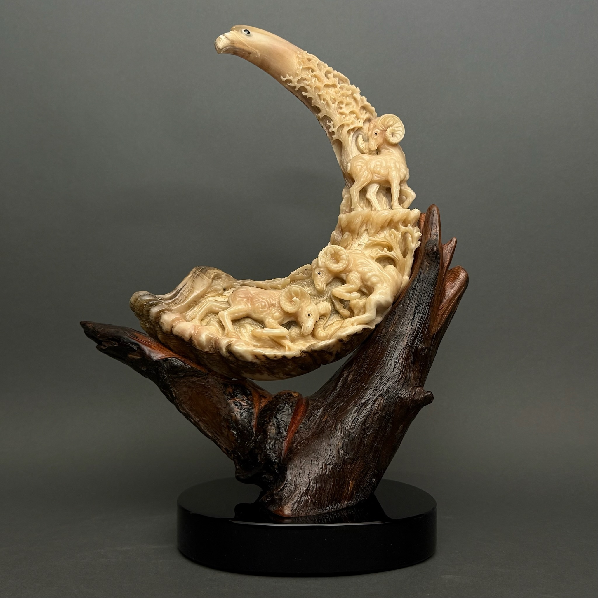 Alaska Dall Sheep & Raven #262 - Fossil & Stone