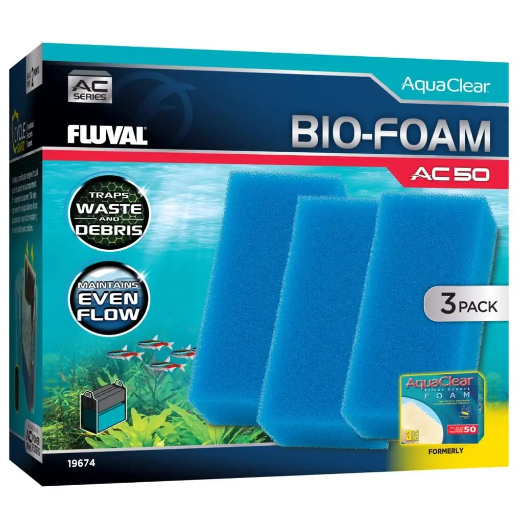 FLUVAL AC50 FOAM FILTER INSERT BLUE 30PPI 3PK - The Hidden Reef, Inc