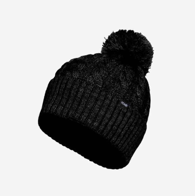 KOMBI - Tuque en laine mérinos à pompon 'Braidy' noir - Taille Junior ...