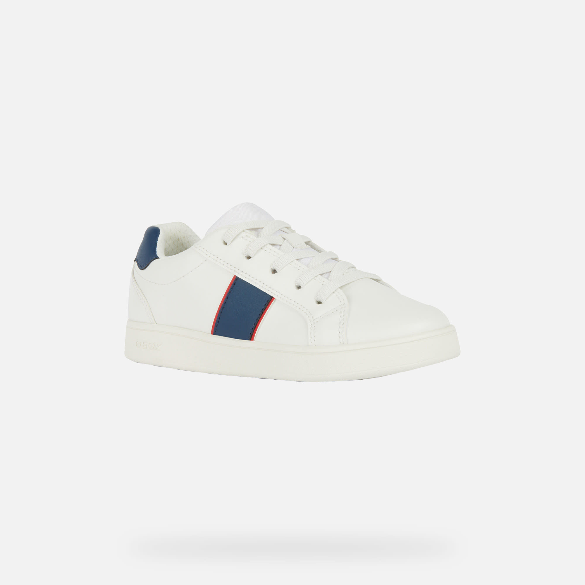 GEOX - White synthetic leather sneakers 'Eclyper - White/Navy' - La ...