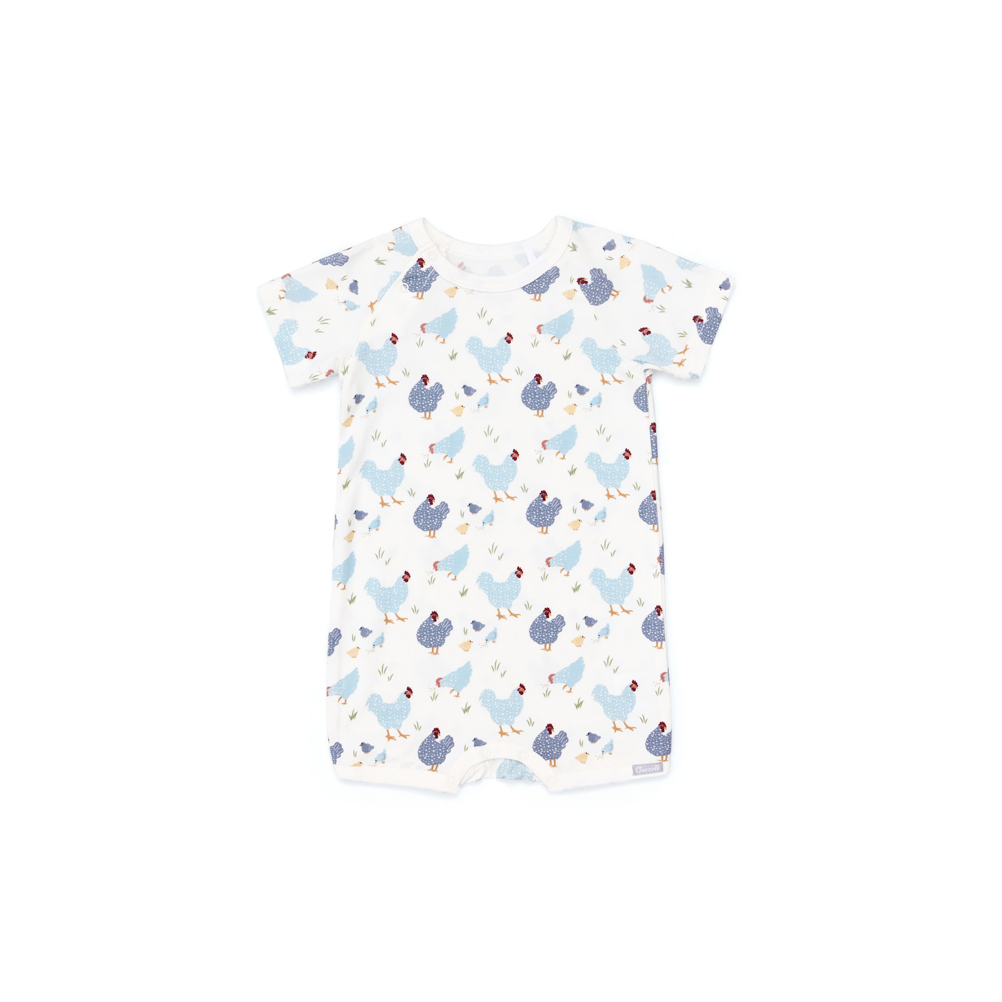 COCCOLI - Baby romper in modal with blue chicken print - La Culotte à l ...