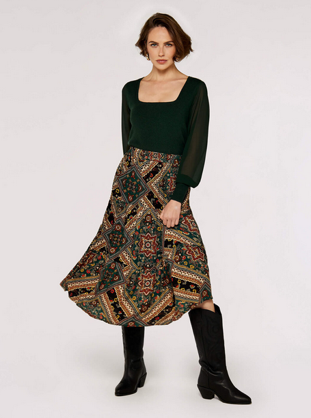 APRICOT APRICOT PULL MANCHE MOUSSELINE COL CARRE VERT - Boutique Nomade