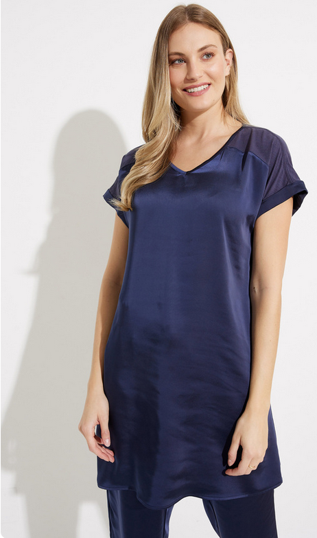 MELISSA NEPTON ROBE T SHIRT BARRY SATIN MARINE - Boutique Nomade