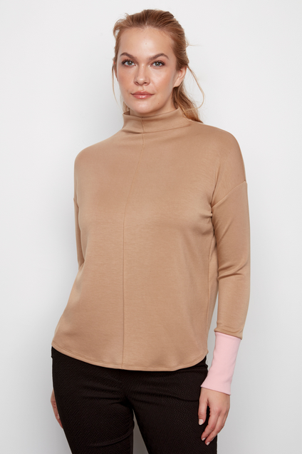 TYLER MADISON TURTLE NECK LONG SLEEVE LATTE - Boutique Nomade
