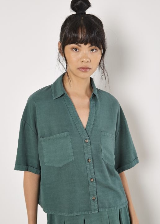 APRICOT 25E CHEMISIER CROP VERT - Boutique Nomade