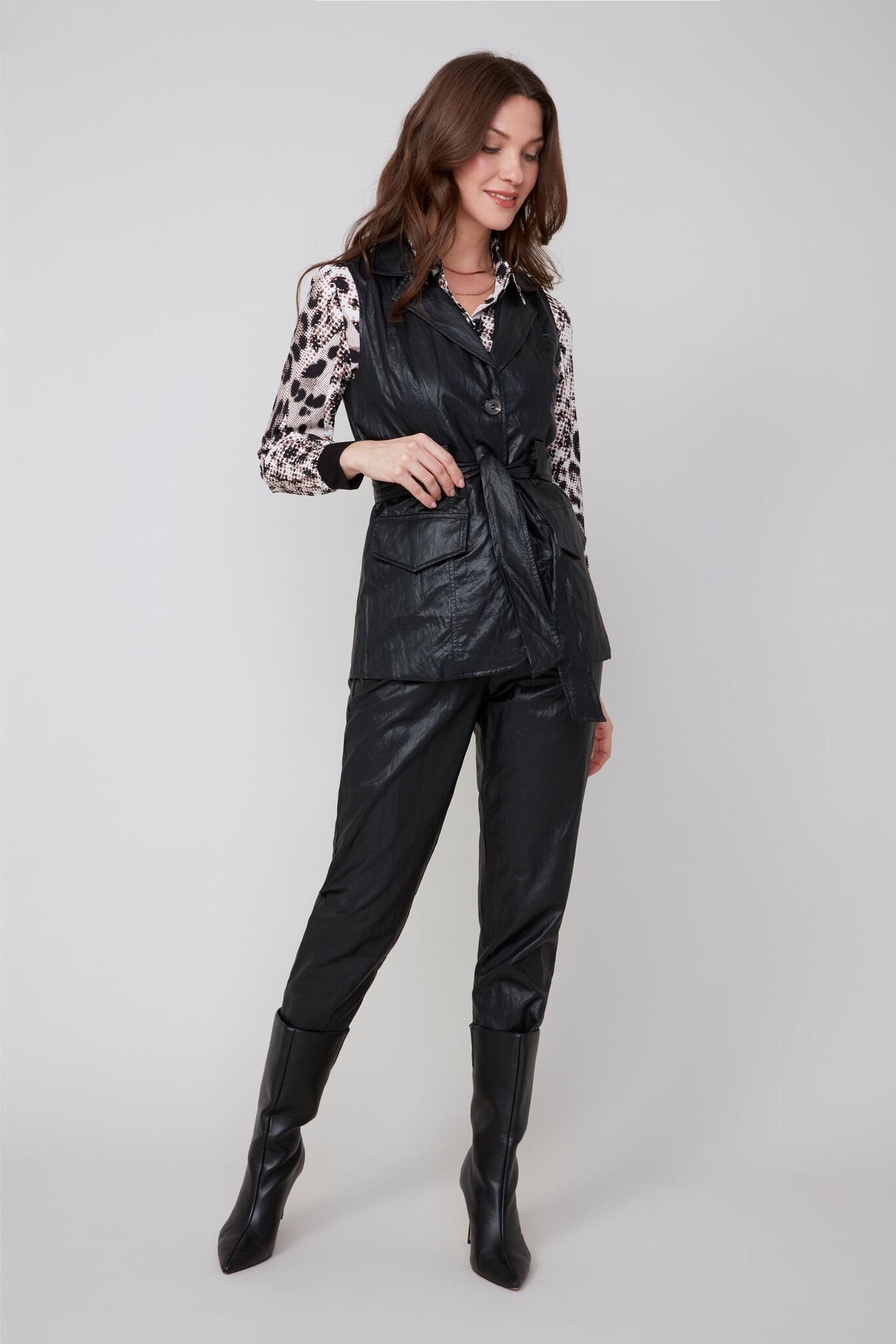 RENUAR 25H VESTE S MANCHES FAUX CUIR NOEUD NOIR - Boutique Nomade