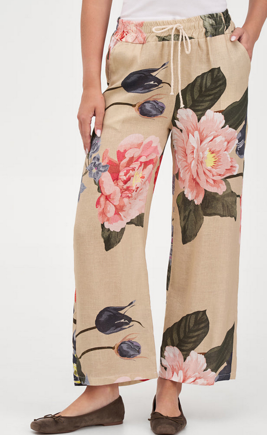 M MADE IN ITALY 26E 11/30132PY PANT LIN FLEURS AVOINE - Boutique Nomade