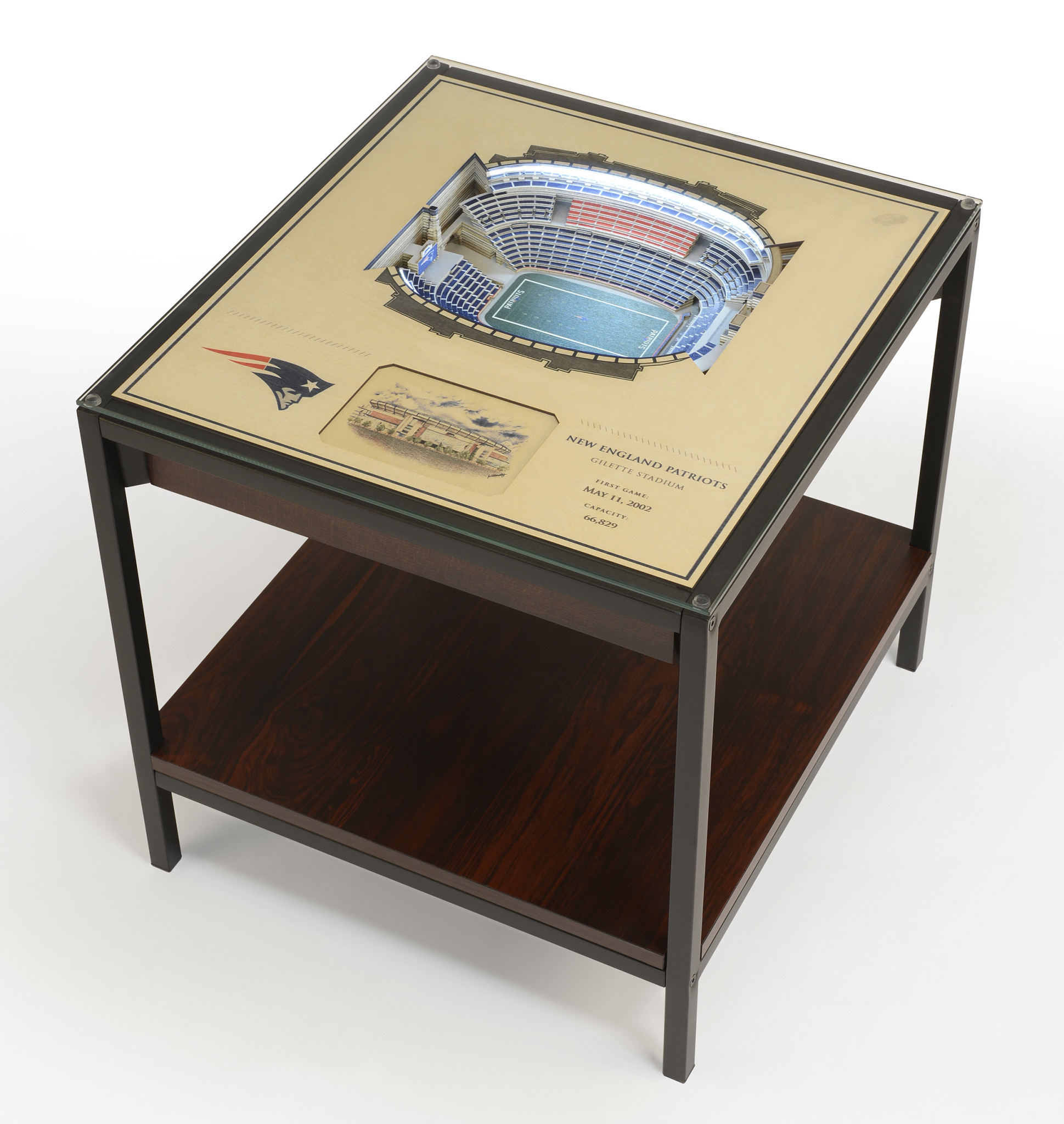 New England Patriots 25-Layer LED StadiumView End Table - Touchdown ...