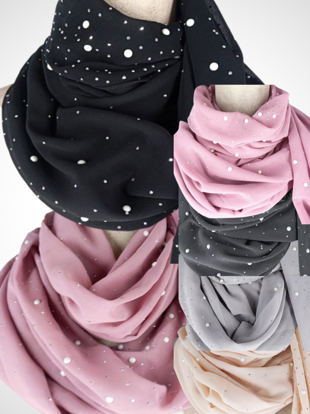 JK Embellished Pearl Scarf 116 - Kreative Design