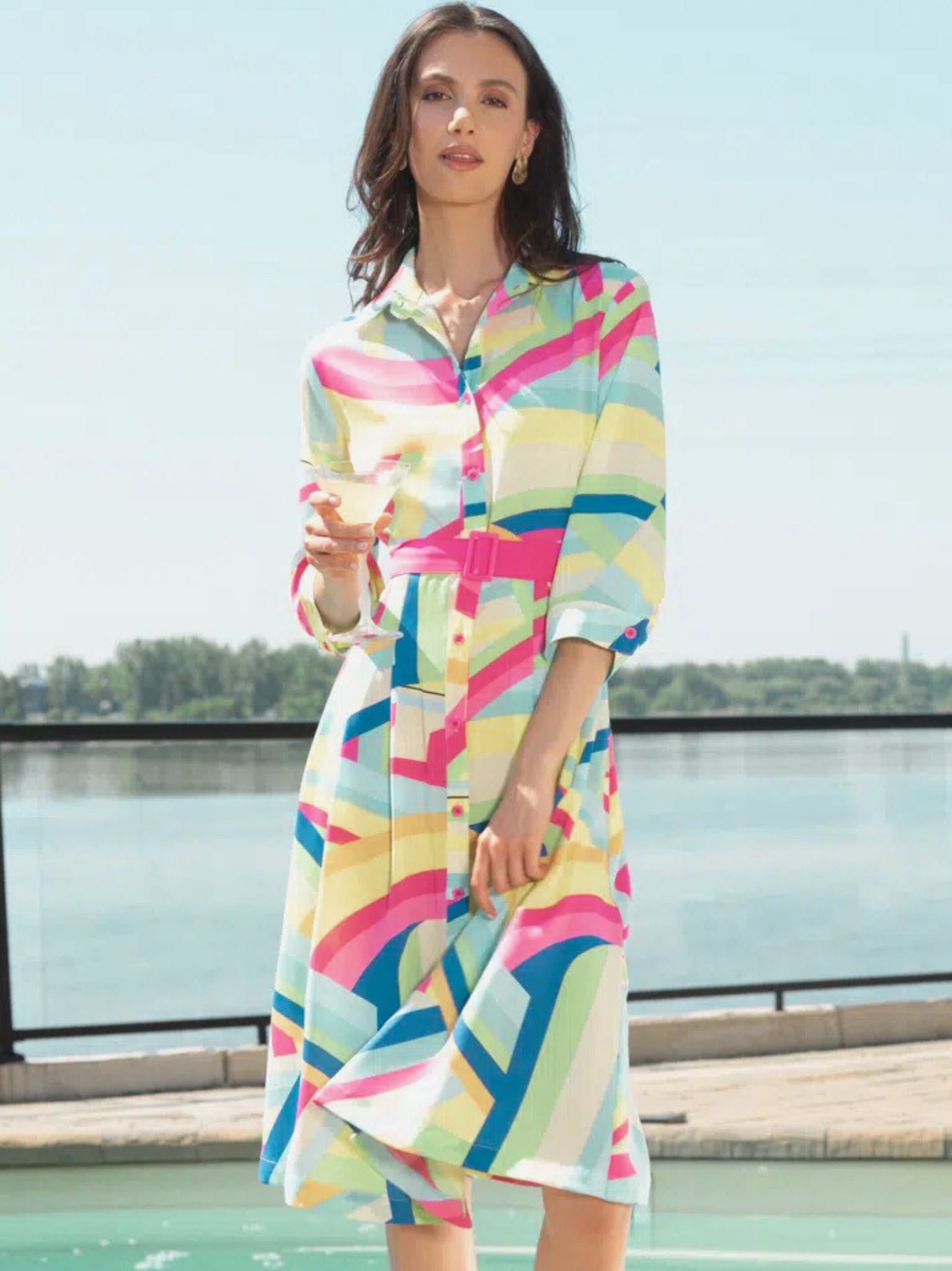 Alison Sheri Button Up Dress with Sleeve - Kreative Design