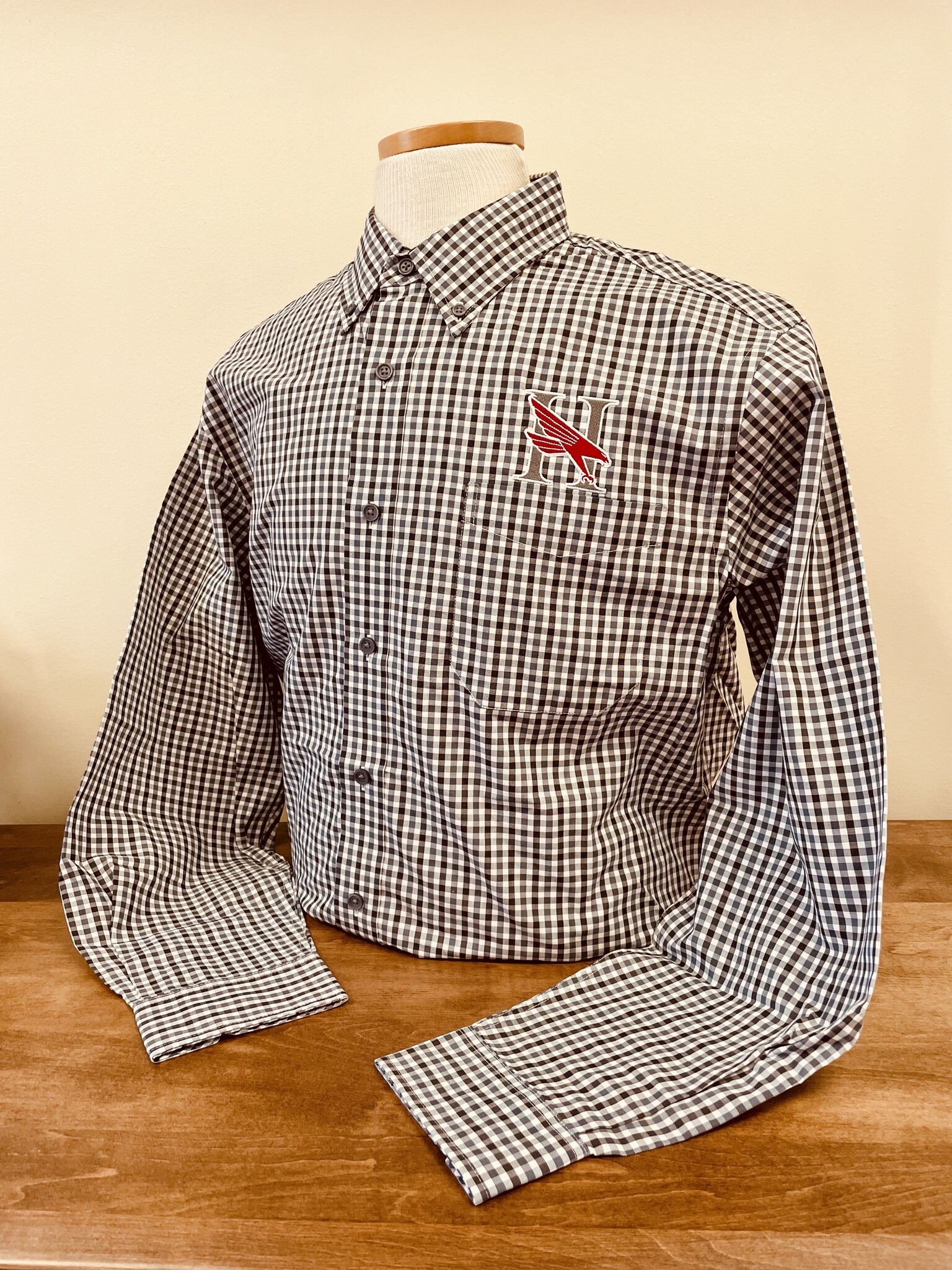 Gingham Long Sleeve Easy Care Shirt - The Scarlet & Grey Shop