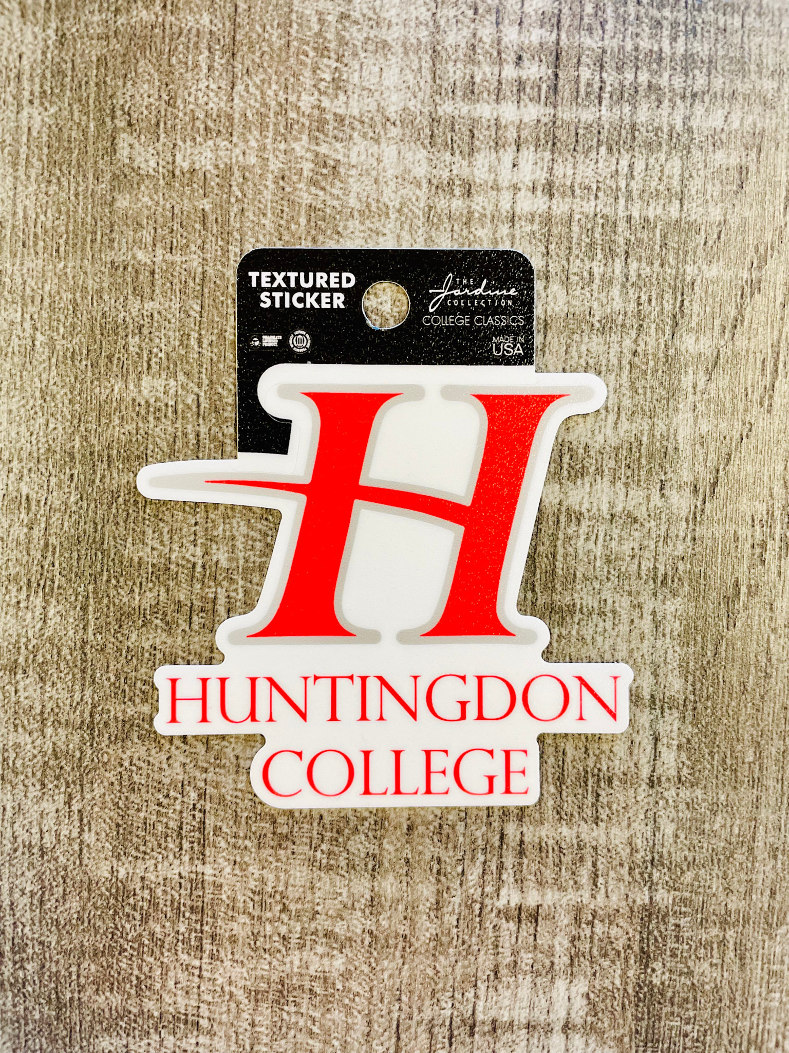 Huntingdon College Textured Sticker 3 " - The Scarlet & Grey Shop